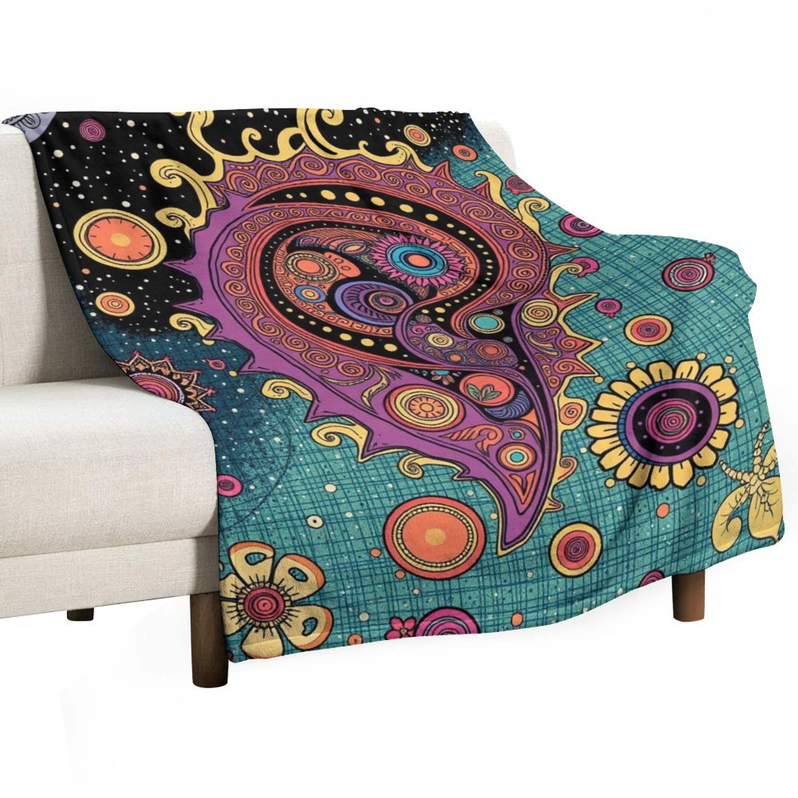 Paisley Print Plush Throw Blankets Cartoon Cute Blanket for Bedding ...