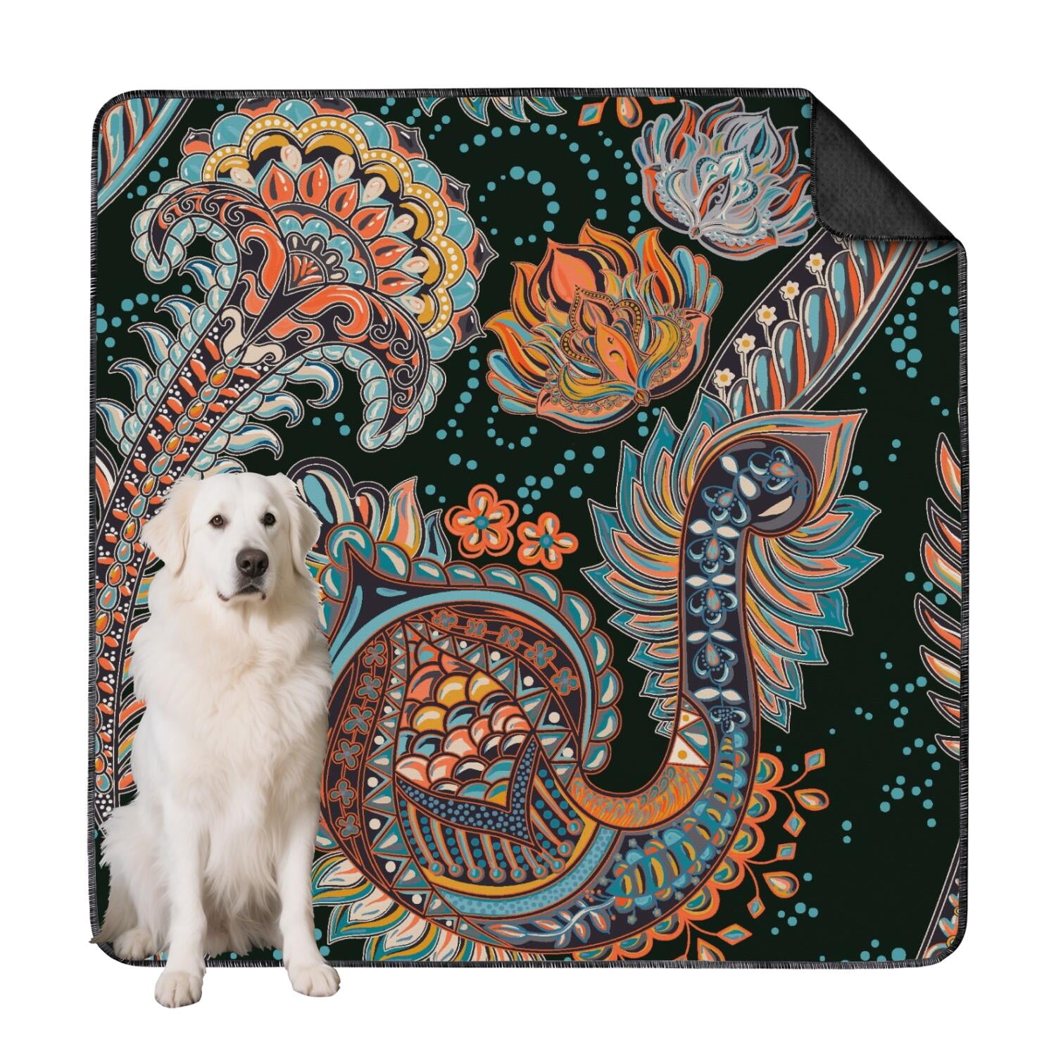Paisley Print Reusable Dog Pee Pad, 72"x72" Washable and Absorbent, Non ...