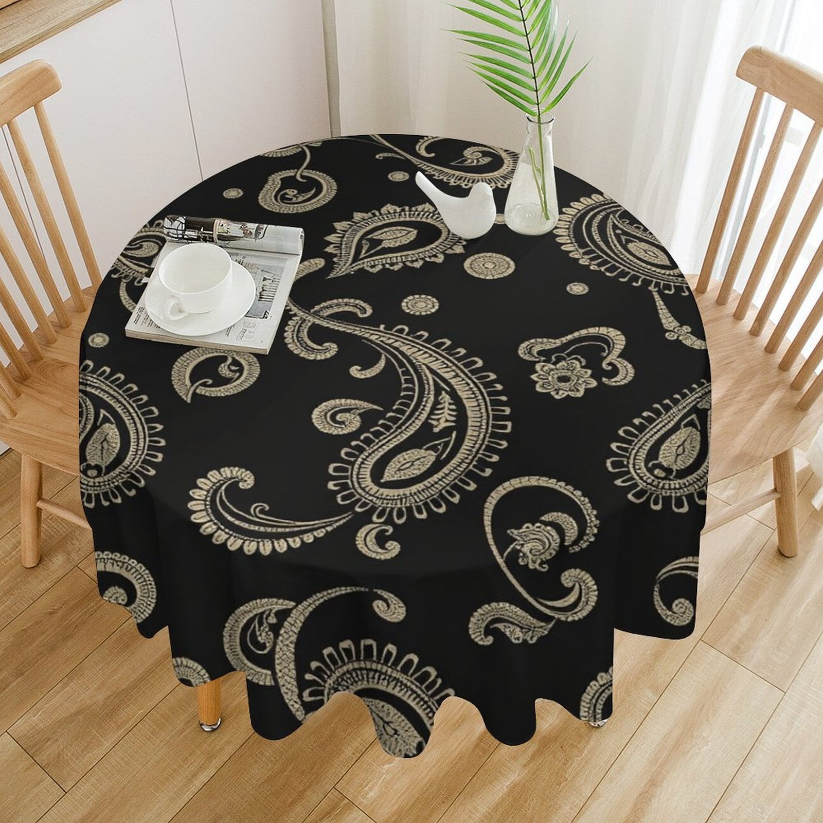 Paisley Print Table Cloth Round PVC Wedding Kitchen Dining Desk Table ...