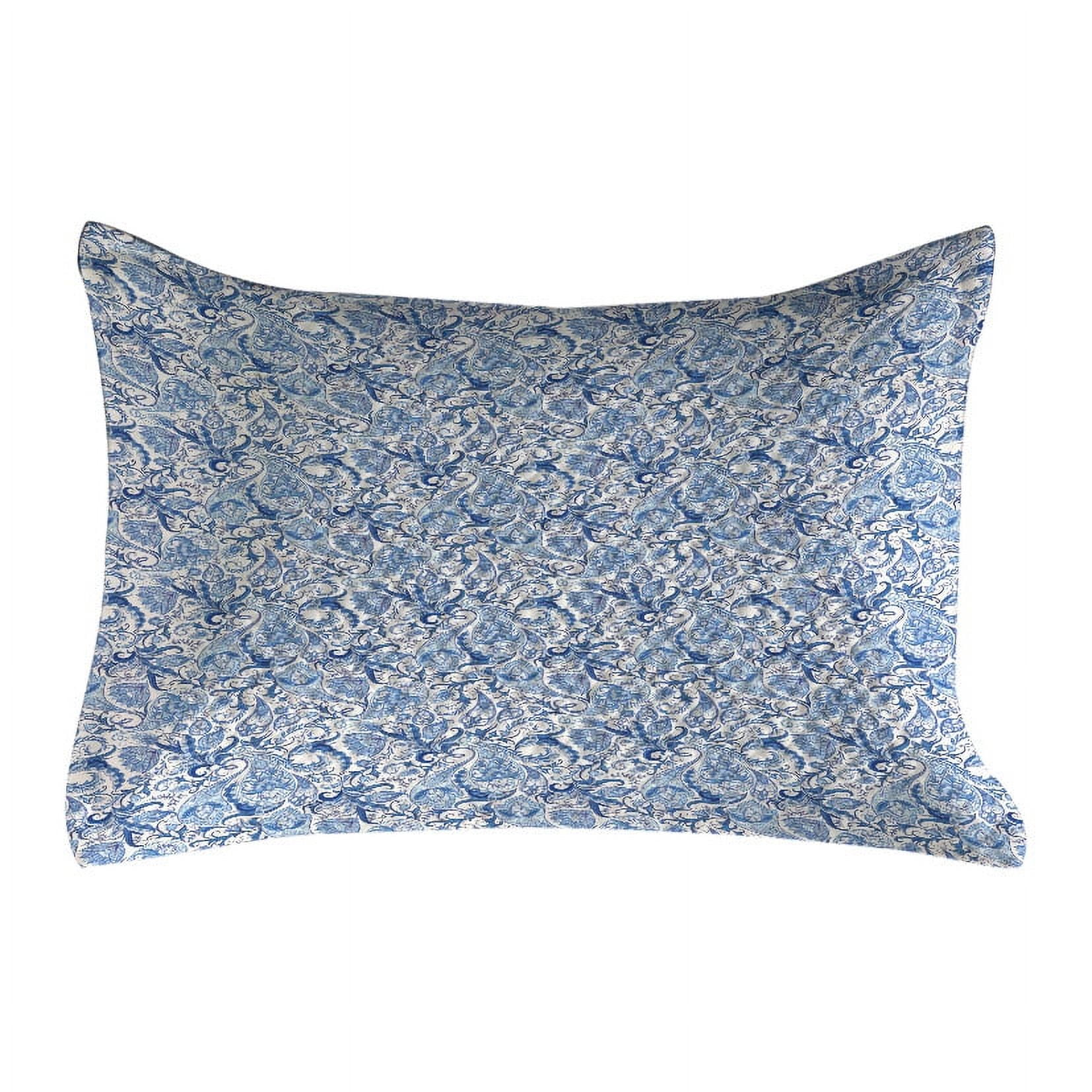 Paisley Quilted Pillowcover, Native Pattern in Blue Tones Nature Themed ...