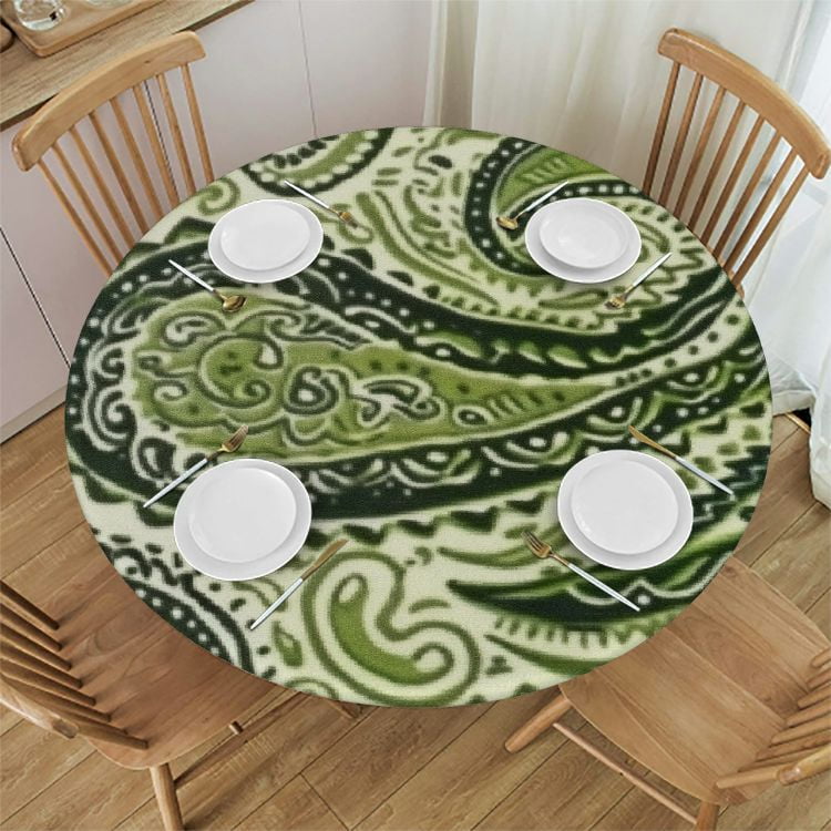 Paisley Round Table Cloth, Vintage Paisley Leaf with Vibrant Color ...