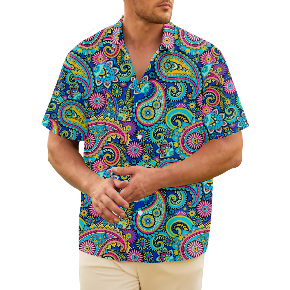 Paisley Shirts for Men Regular Fit Button Down Short Sleeve Shirts ...