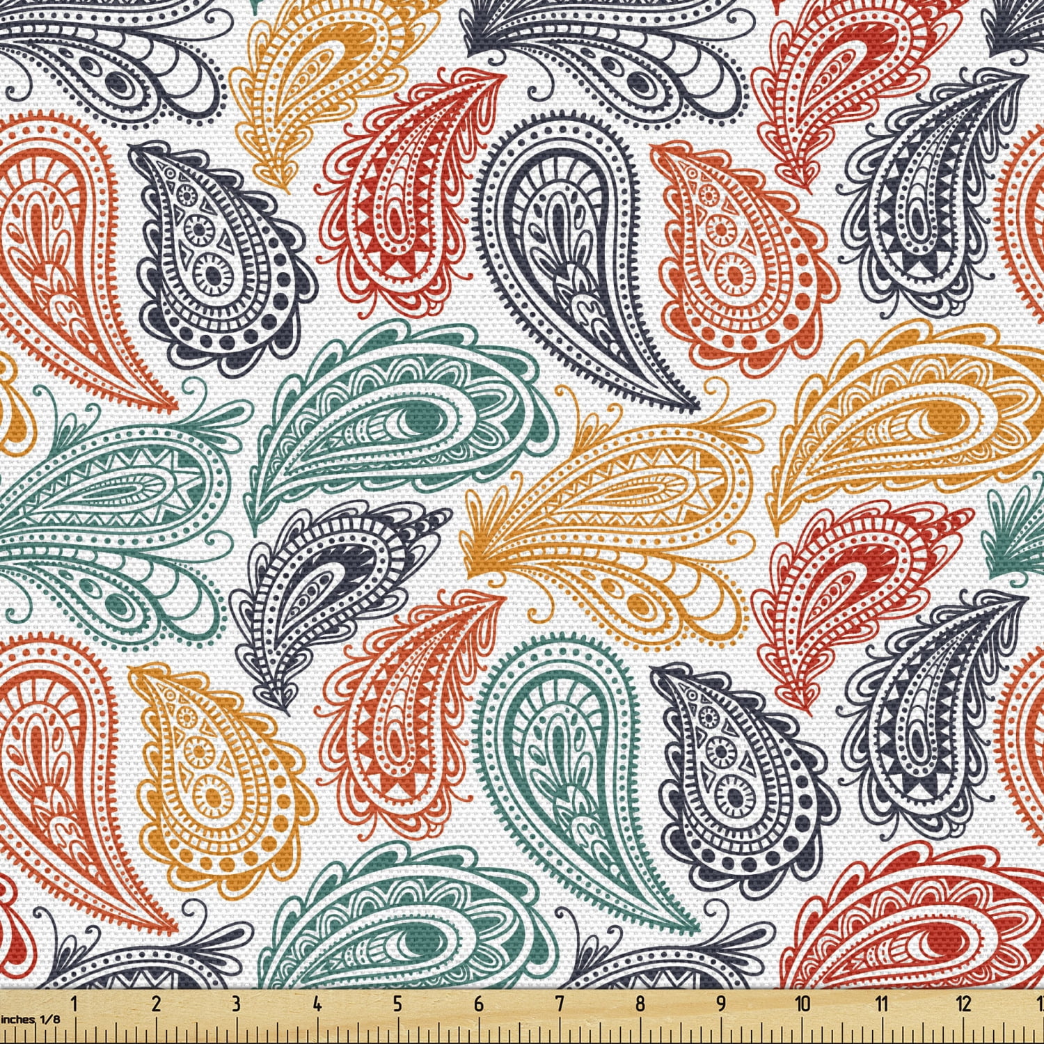 Paisley Sofa Upholstery Fabric by the Yard, Repetitive Oriental Themed ...