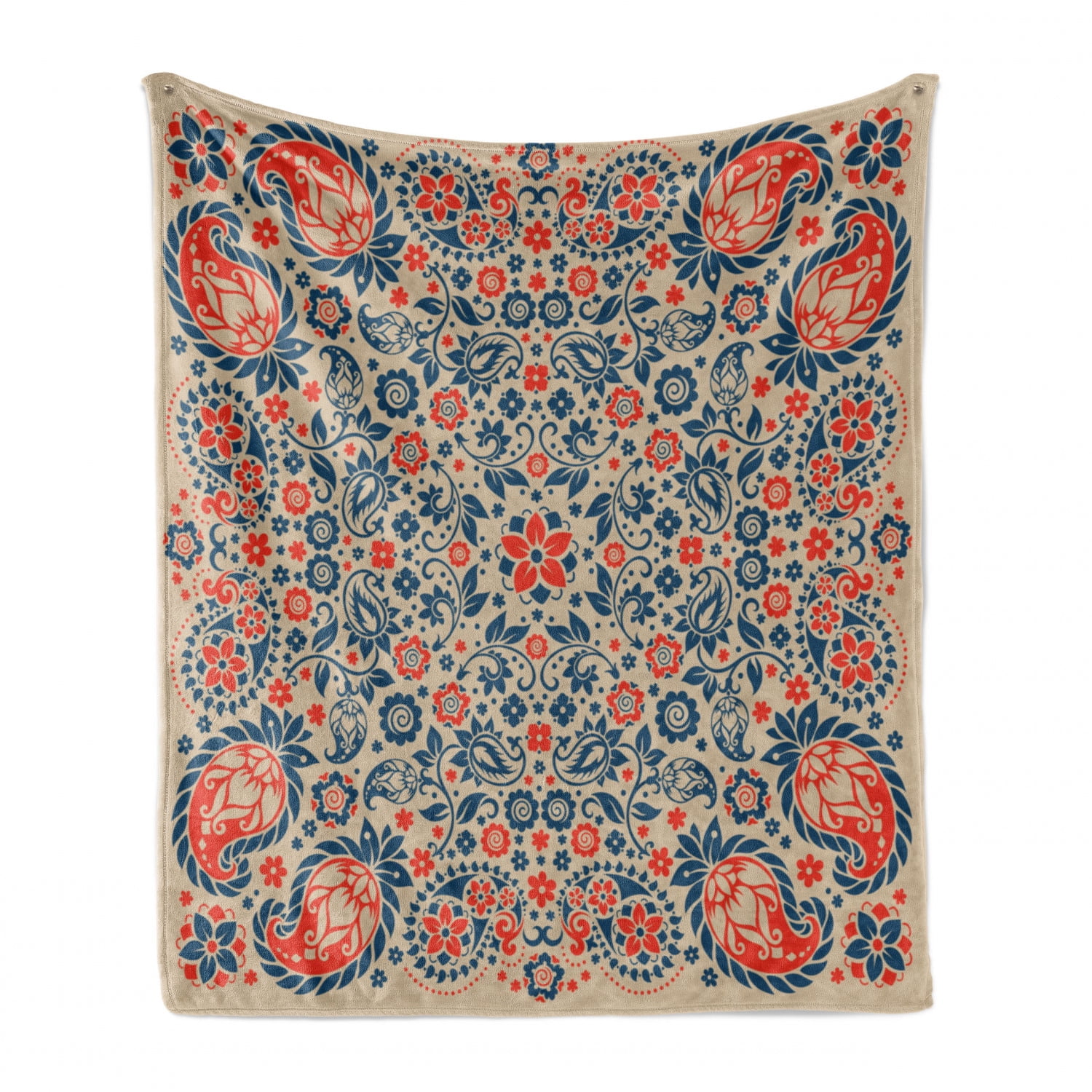 Paisley Soft Flannel Fleece Throw Blanket, Floral Ornate Pattern ...