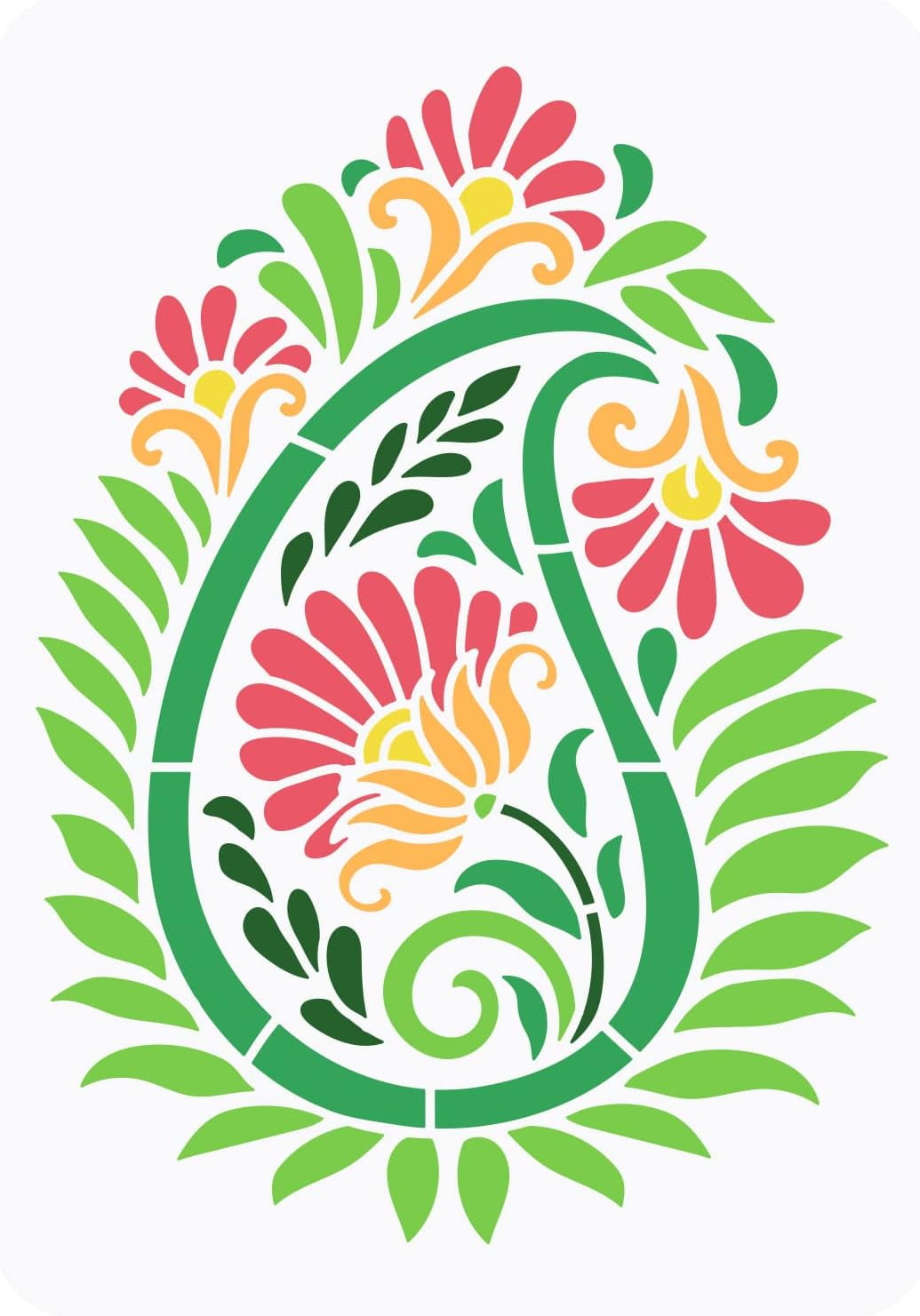Paisley Stencil 11.7x8.3 inch Flowers Leaves Stencil Template Plastic ...