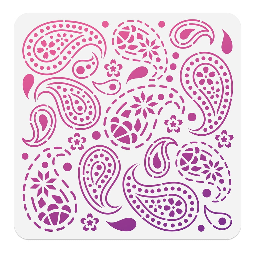 Paisley Stencil for Painting 11.8"x 11.8" Reusable Cashew Pattern ...