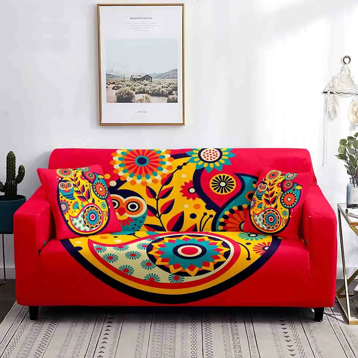 Paisley Stretch Sofa Covers Polyester Non Slip All-Wrapped Sofa ...