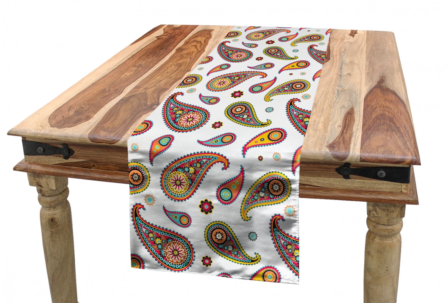 Paisley Table Runner, Vintage Persian Paisley Patterns on Plain ...