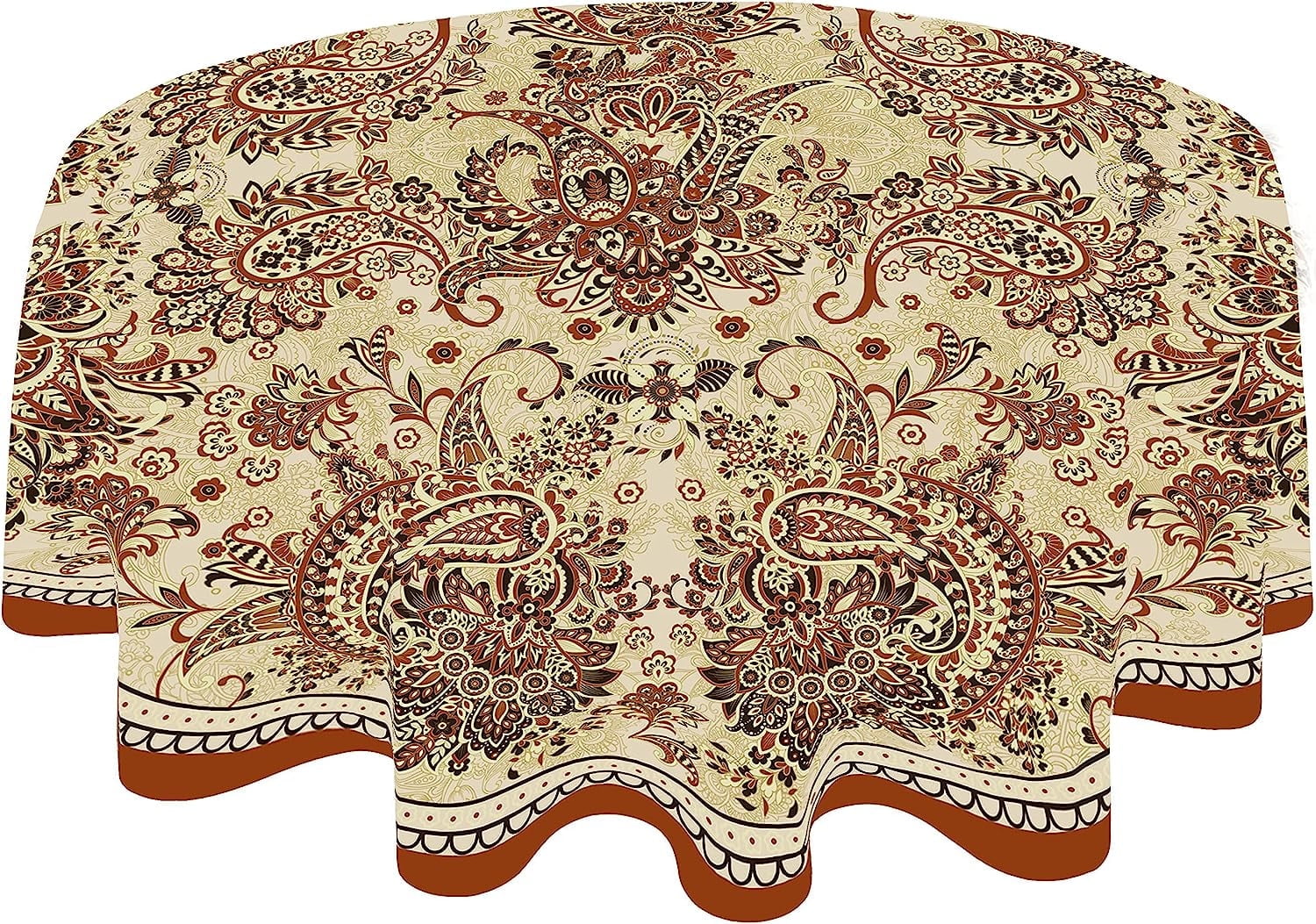 Paisley Tablecloths,Figured Brown Paisley Tablecloth Round 60 x 60 ...