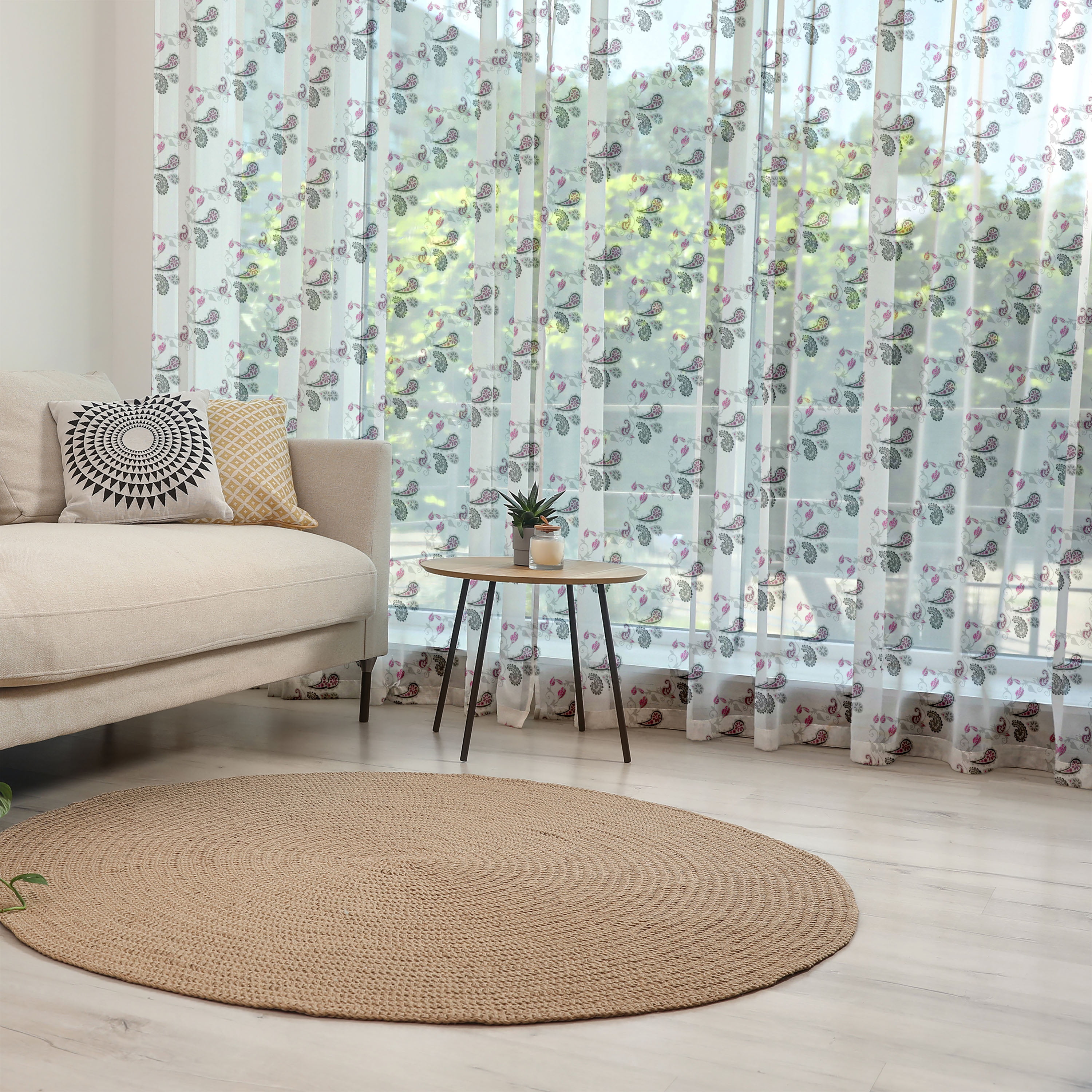 Paisley Tulle Curtains with Rod Pocket, Eastern Design with Abstract ...