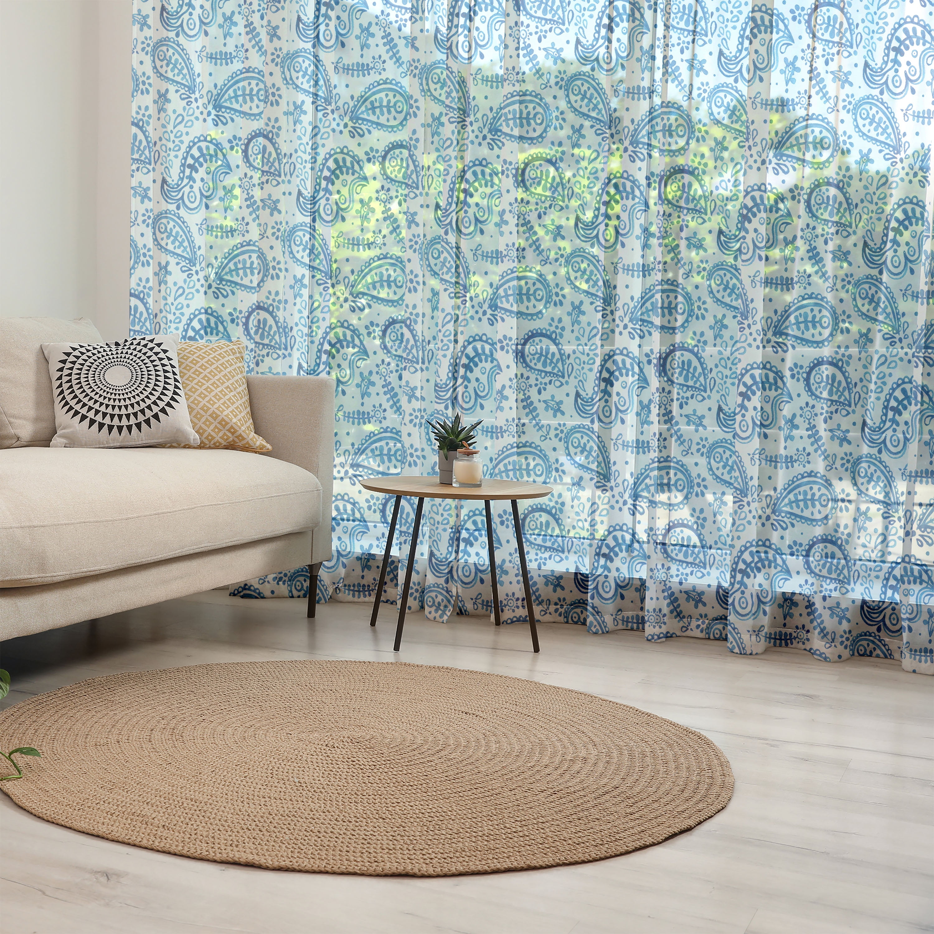 Paisley Tulle Curtains with Rod Pocket, Mediterrian Themed Design with ...