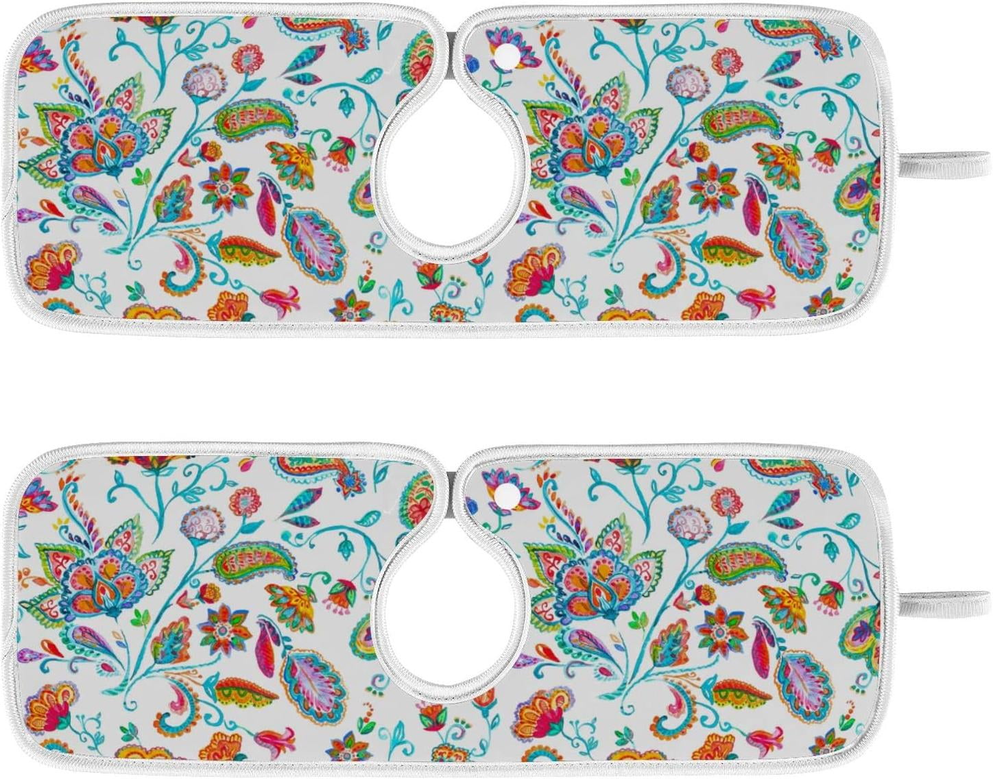 Paisley Watercolor Flower Sink Splash Guard for Faucet 2 Packs Faucet ...
