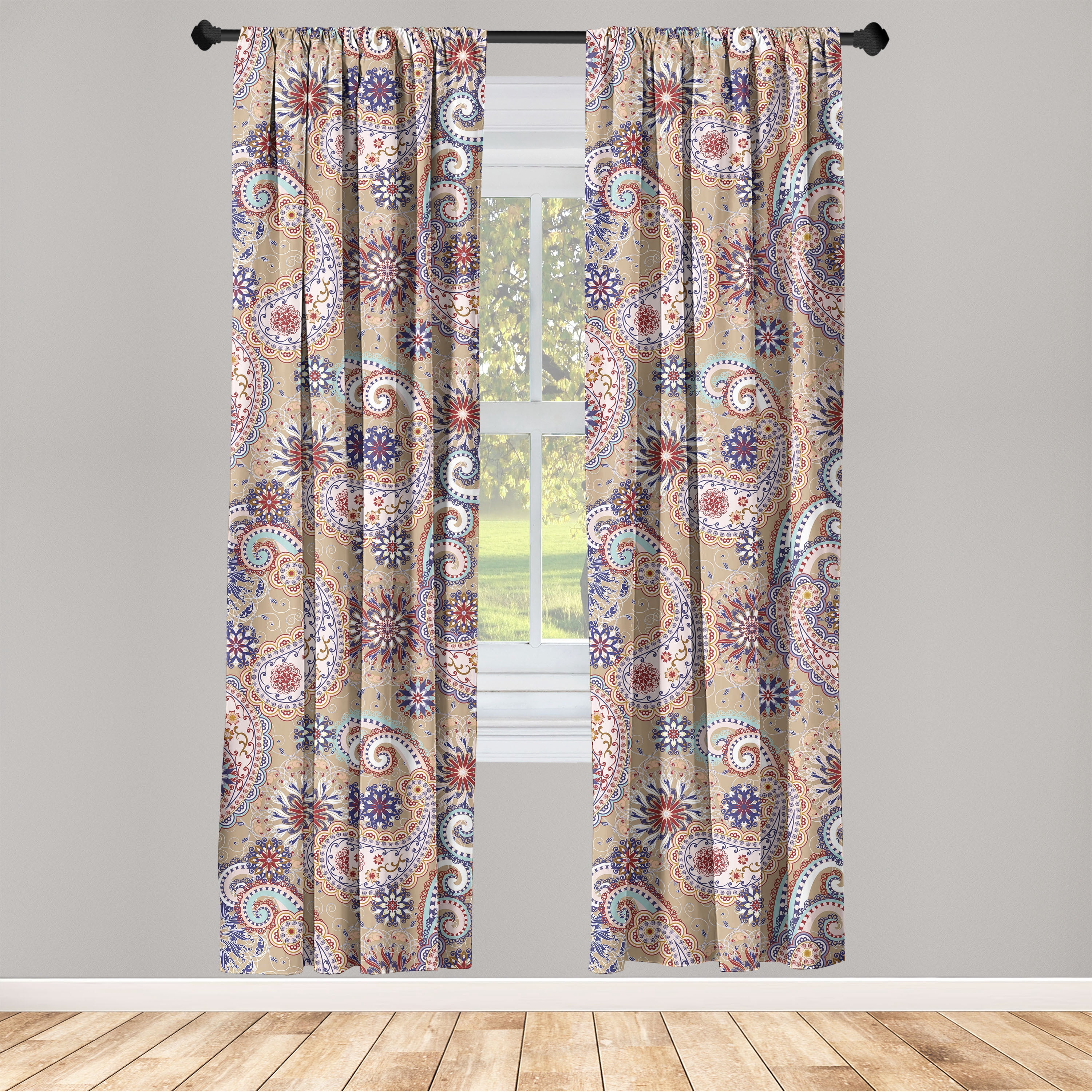 Paisley Window Curtains, Vintage Design of Oriental Botany Motifs ...