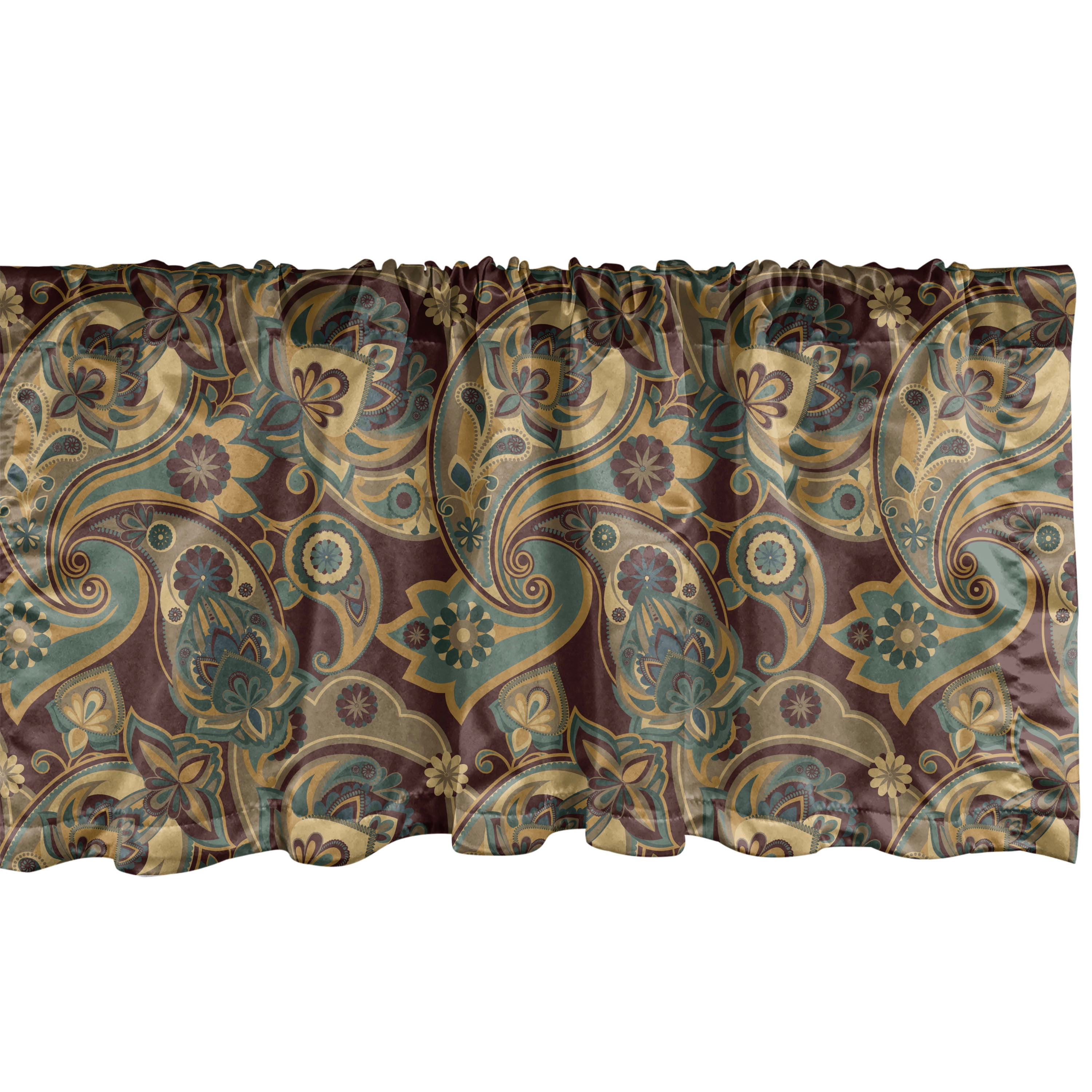 Paisley Window Valance Pack Of 2 Iranian Hippie Themed Textured Floral