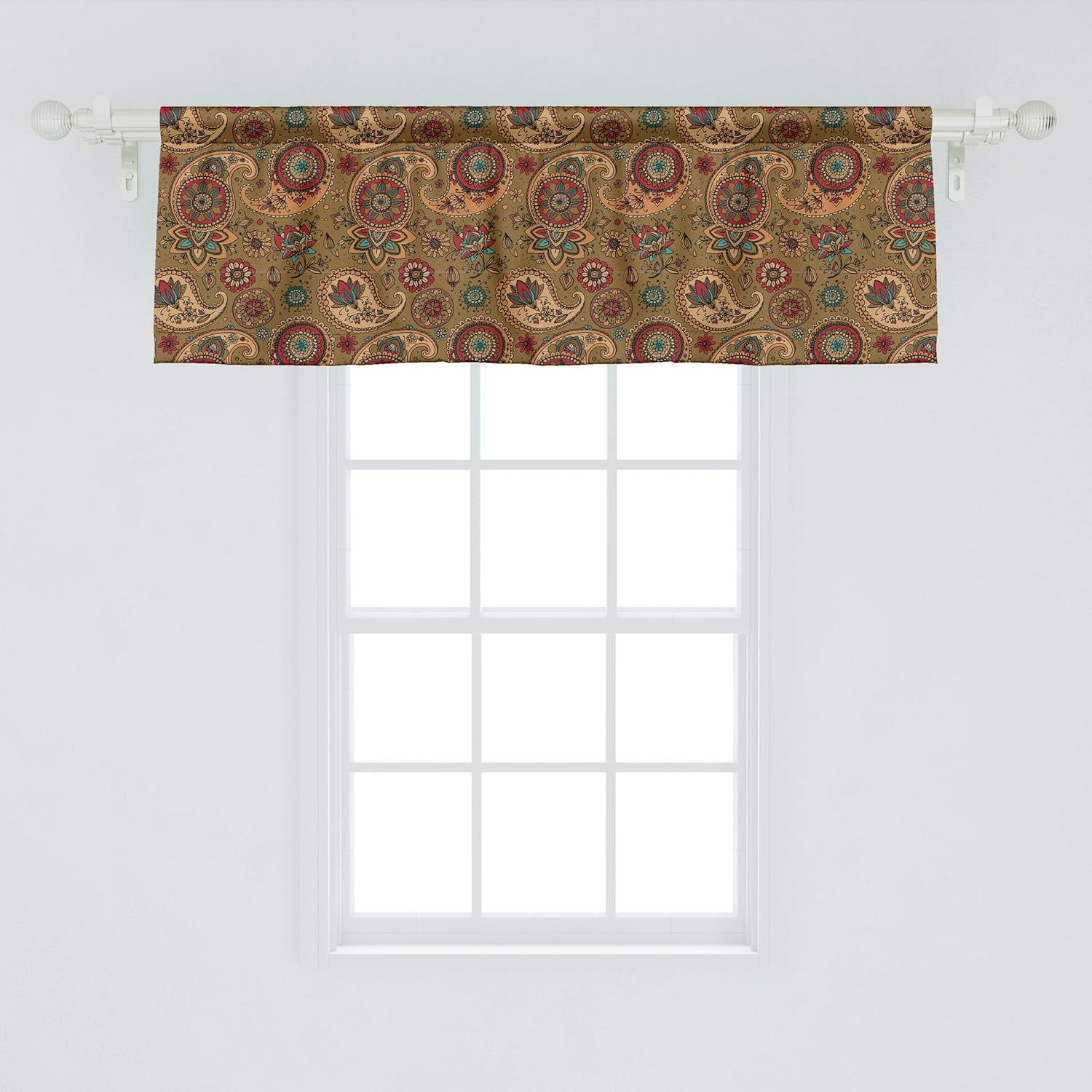 Paisley Window Valance Pack of 2, Vintage Inspired Multicolored Leaf ...