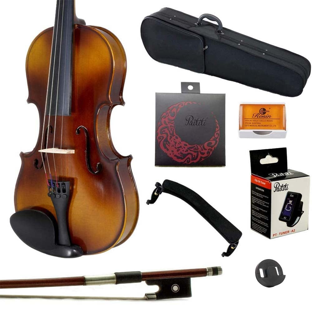 Paititi 4/4 Full Size Solid Wood Student Violin Complete Package with ...