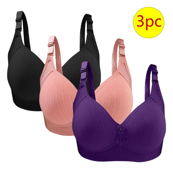 Paiwinds 3-Pack Woman's Plus Size Solid Color Wireless C-Cup Bra Set ...