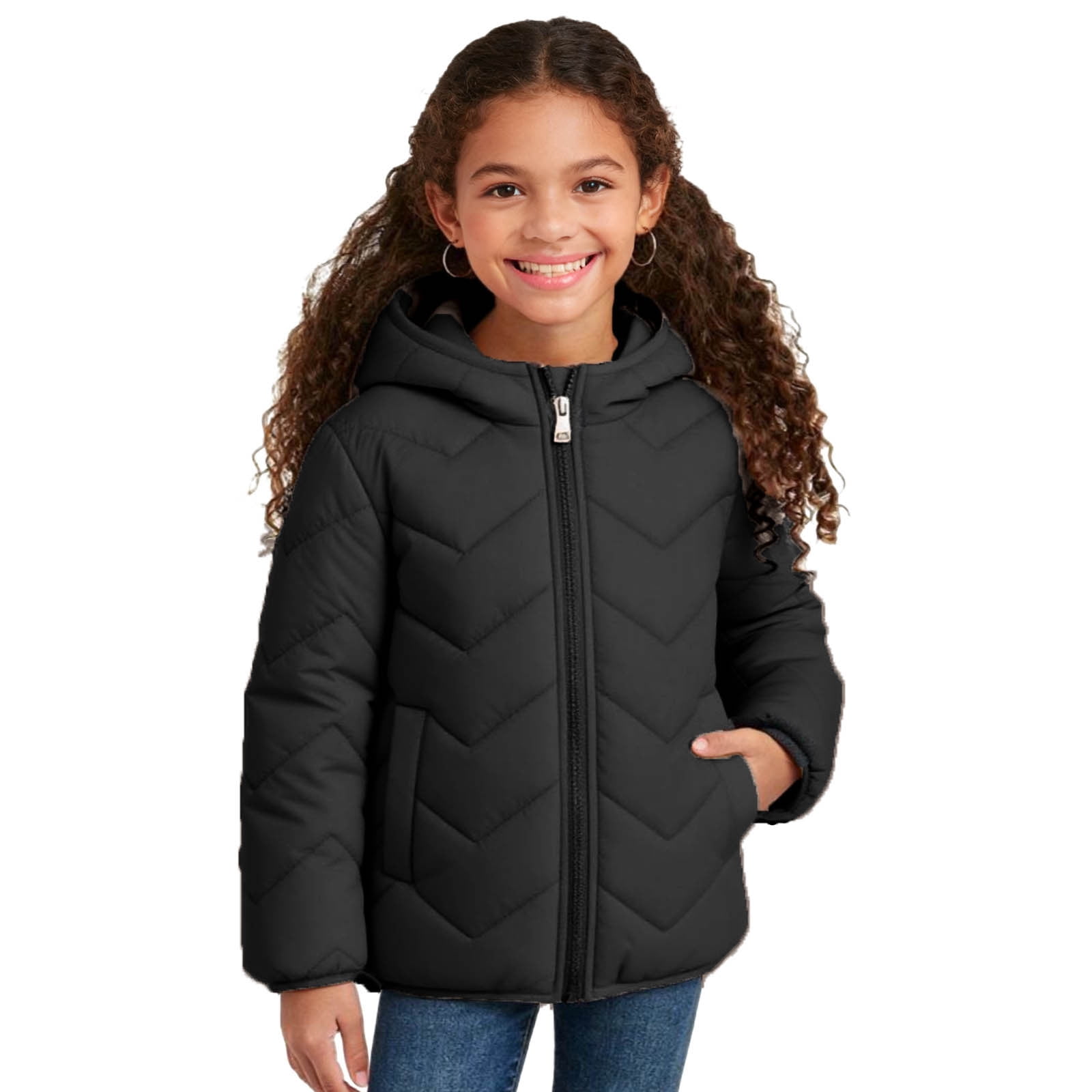 Paiwinds Children's Fashion Puffer Jacket with Hooded Design, Zip-Up ...