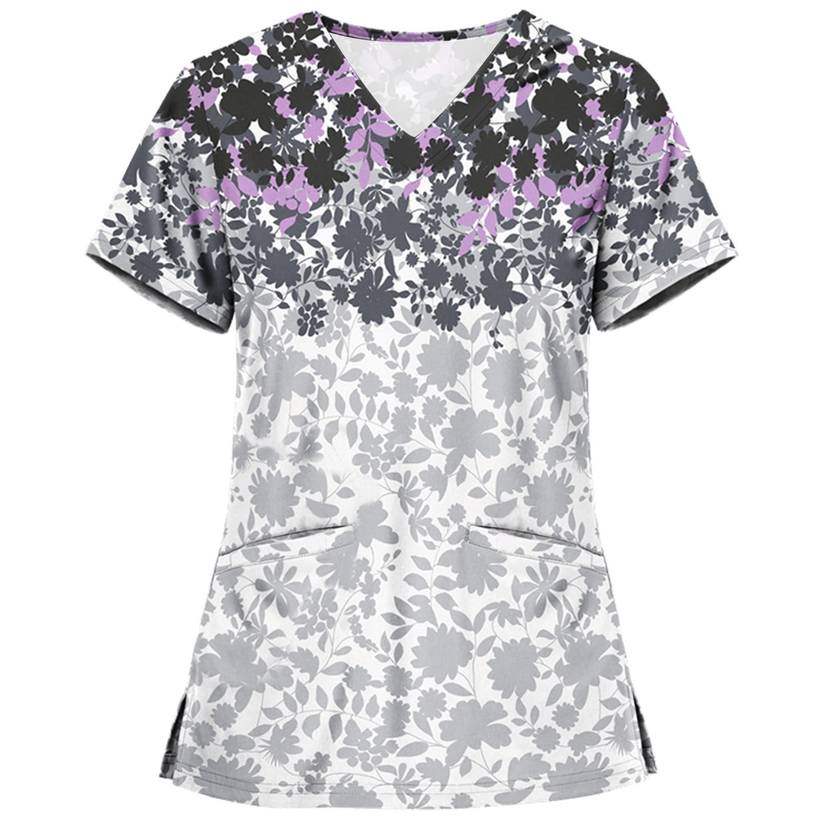 Paiwinds Women Scrubs Tops with Pocket Short Sleeve V-neck Nurse Tops ...