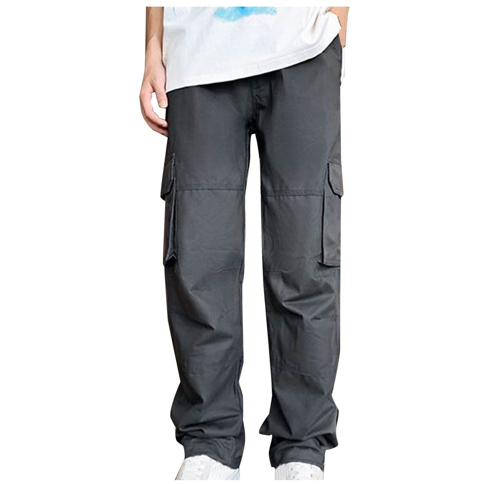Paiwinds Men's Cargo Pants with Zipper Pockets and Elastic Waist for ...
