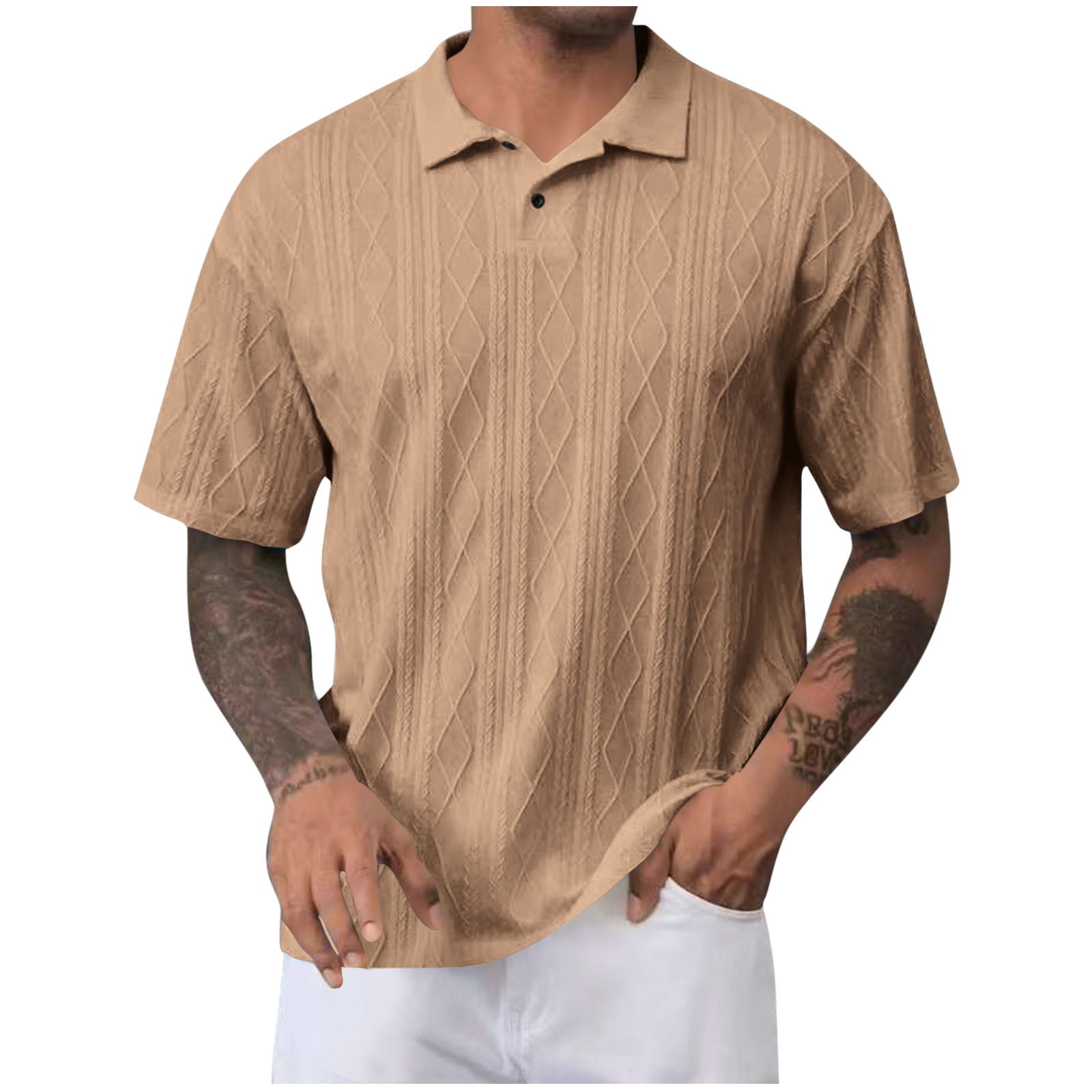 Paiwinds Men’s Color-Block Lapel Short Sleeve Tennis Shirt Nylon ...
