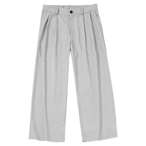 Paiwinds Men's Linen Double Pleated Oversized Trousers Button Zipper ...