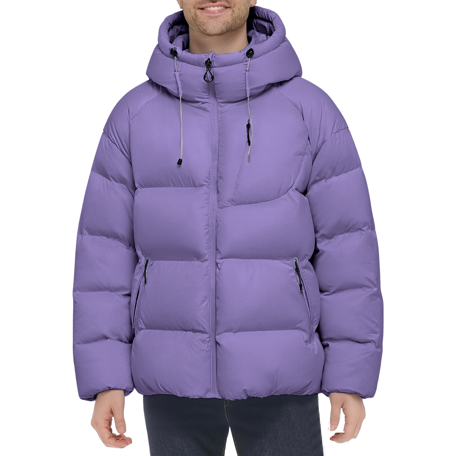 Paiwinds Men's Mock-Insulated Puffer Jacket with Full-Zip Hooded Design ...
