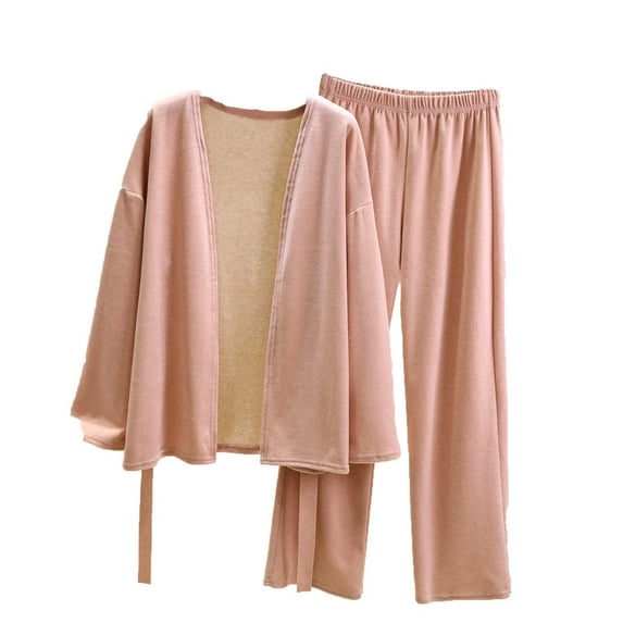 Paiwinds Women‘s Collared Tie Closure Long Sleeve Pajama Set - Nylon ...