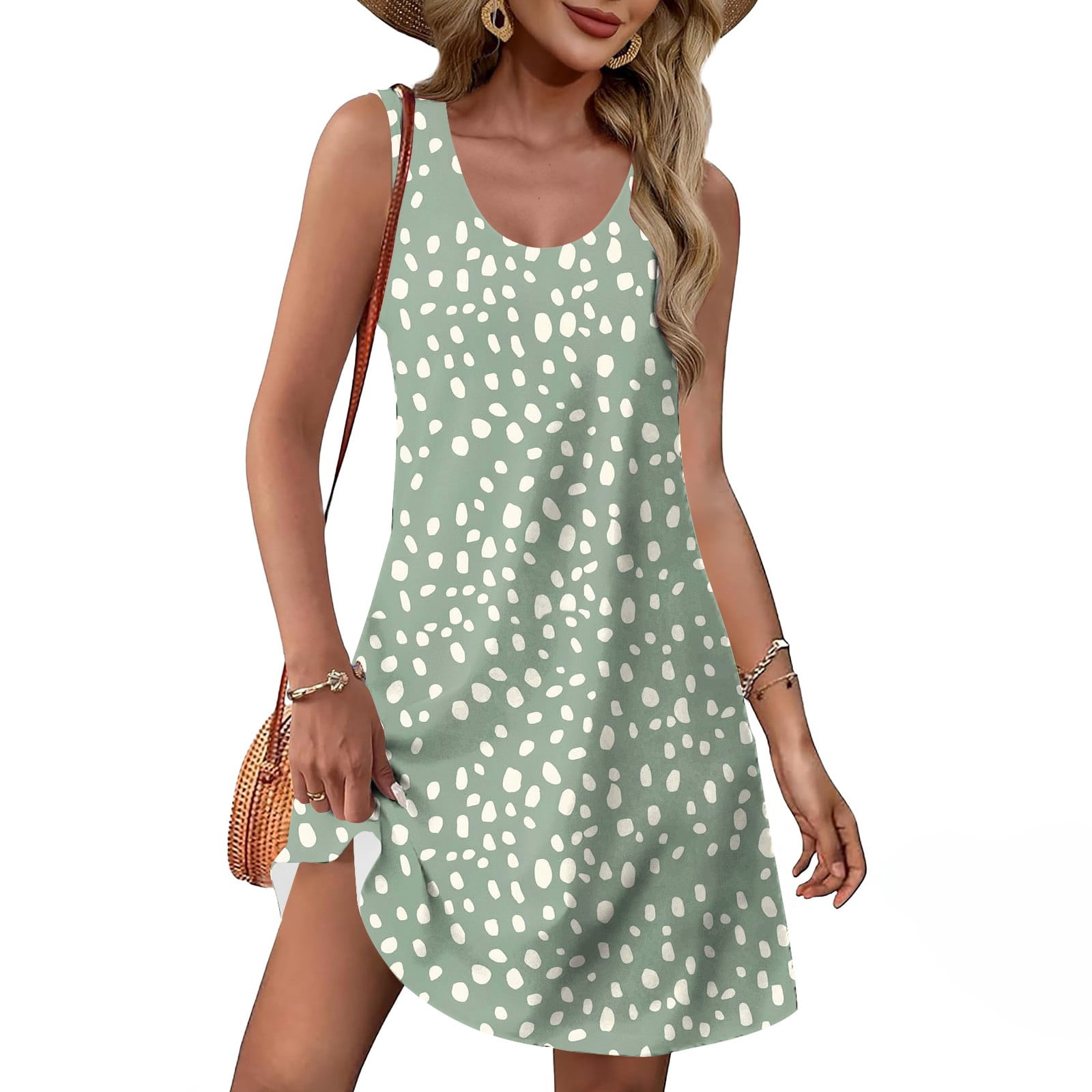 Paiwinds Women's Colorful Gradient Print Sundress, Sleeveless Crewneck ...