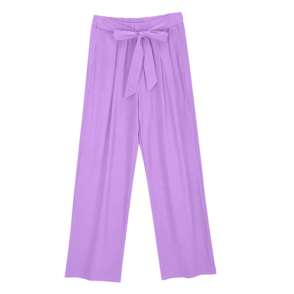 Paiwinds Women's Spring Solid Color Lace-Up Waist Straight Leg Casual ...
