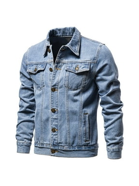 Free Shipping! LZLER Casual Jean Jacket for Men Ripped Sports Denim Jacket - Walmart.com