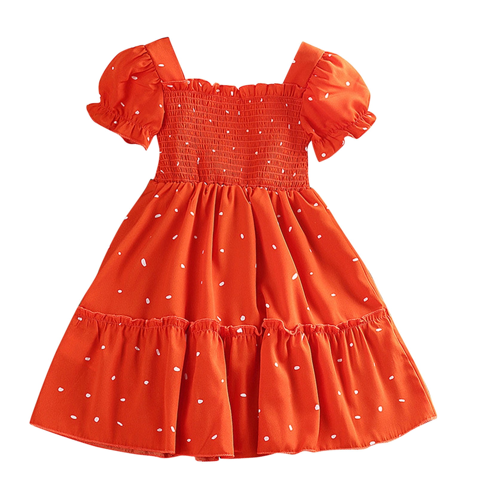 Paiyanr Little Girls Summer Dress Knee Length Dress Polka Dot Printed ...