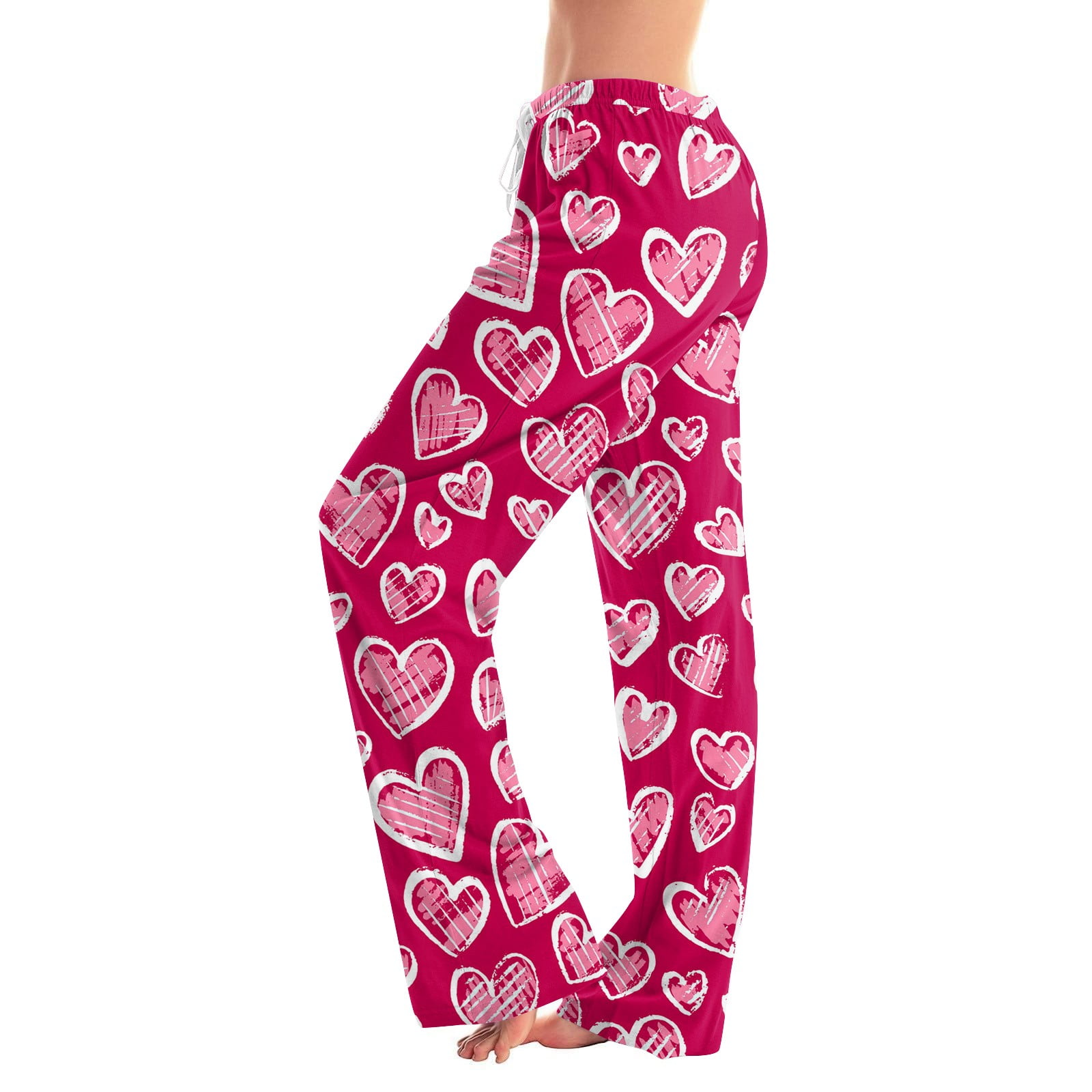 Pajama Bottoms for Women Heart Graphic Print Pjs Comfy Drawstring ...