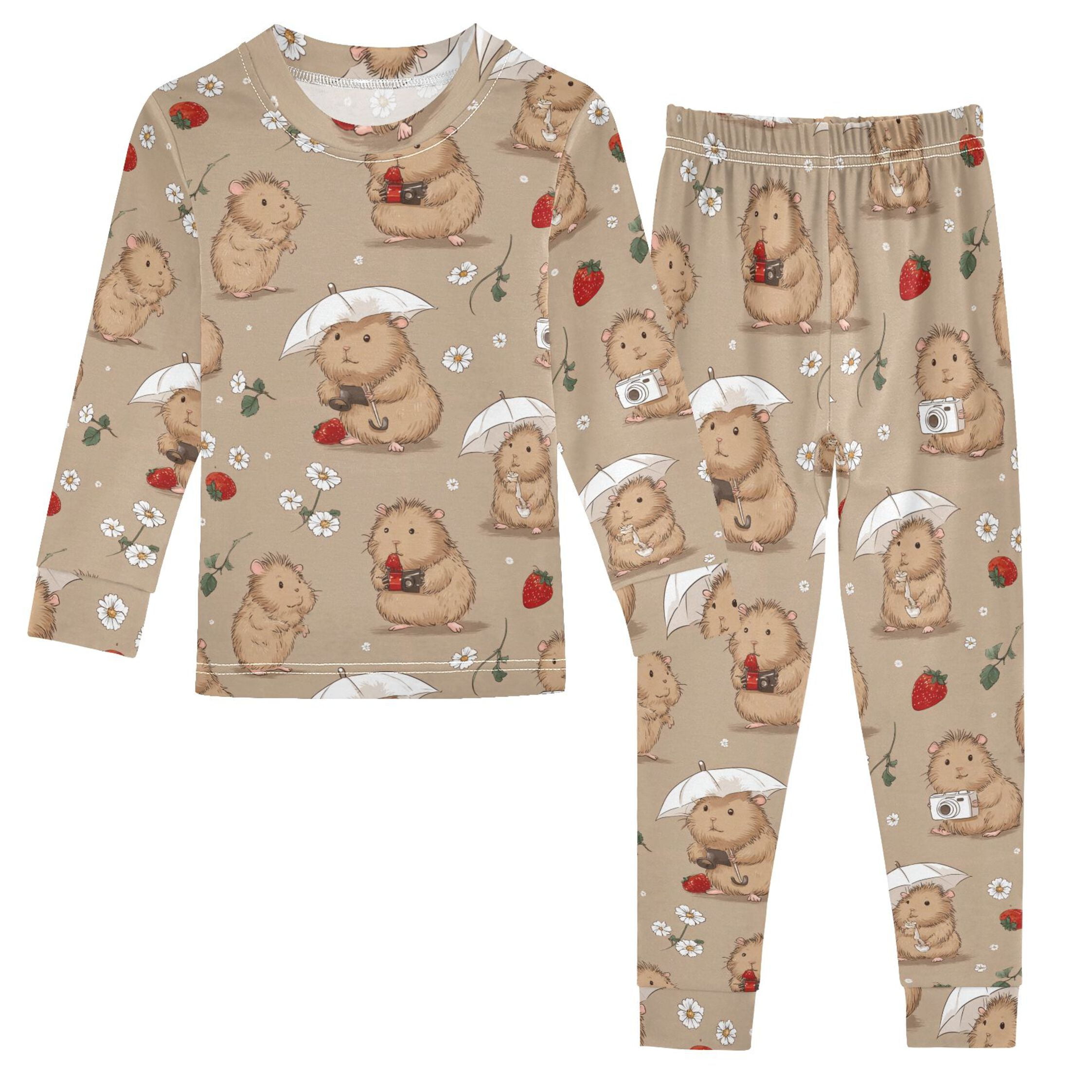 Pajama Cute Guinea Pig with A Strawberry Cute Comfortable Cotton Two ...