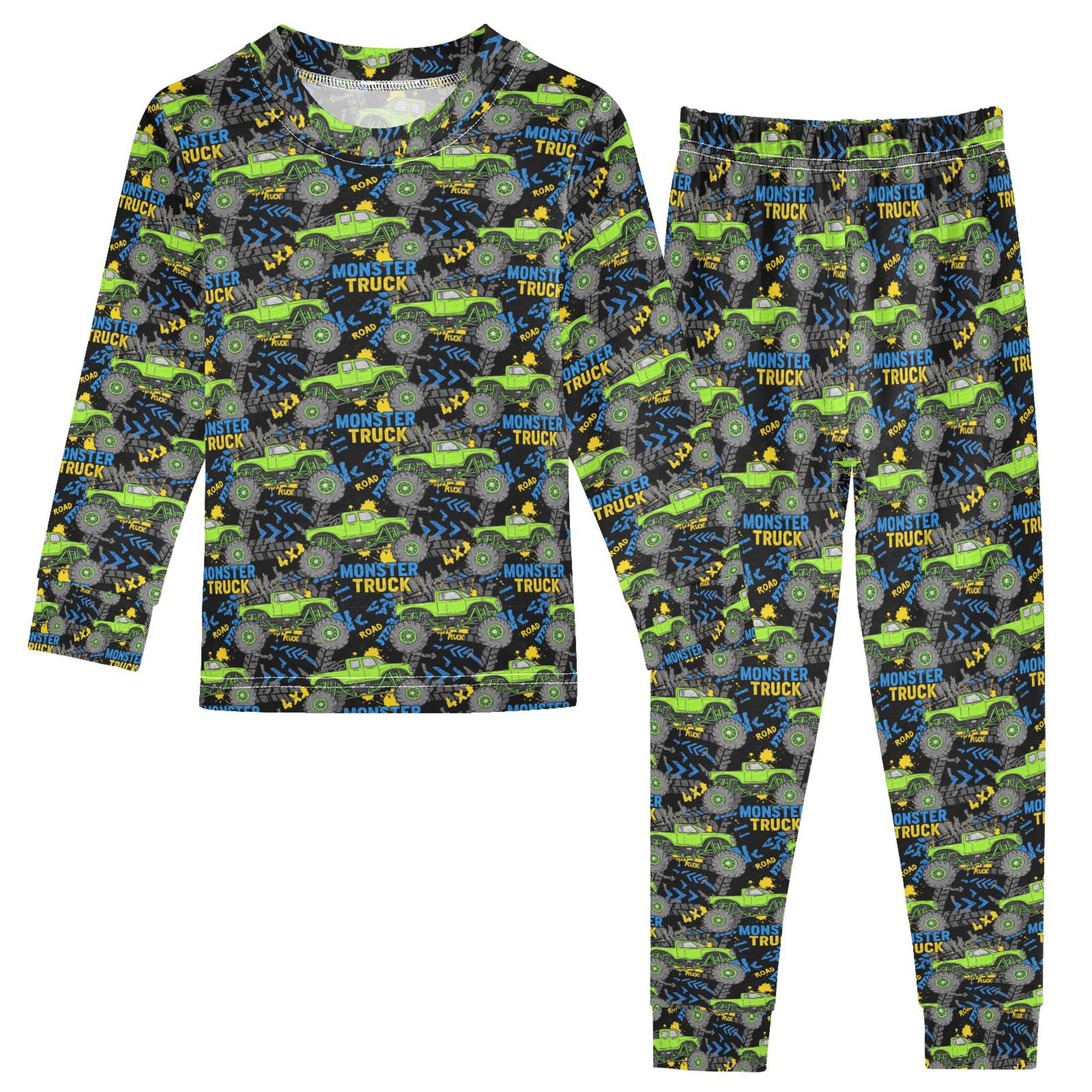 Pajama Monster Truck Cute Comfortable Cotton Two-piece Pajama Set ...