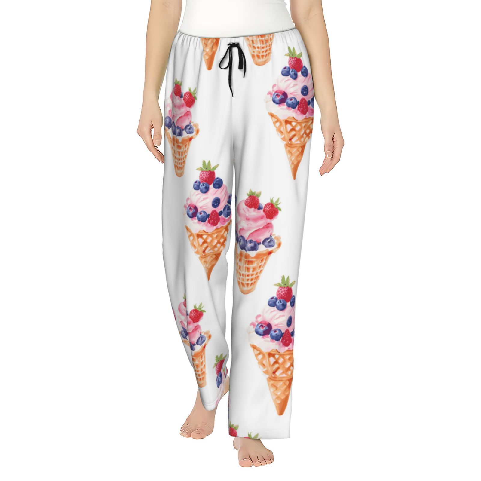 Pajama Pants Women, Blueberry Strawberry Ice Cream Lounge PJ Yoga Pants ...