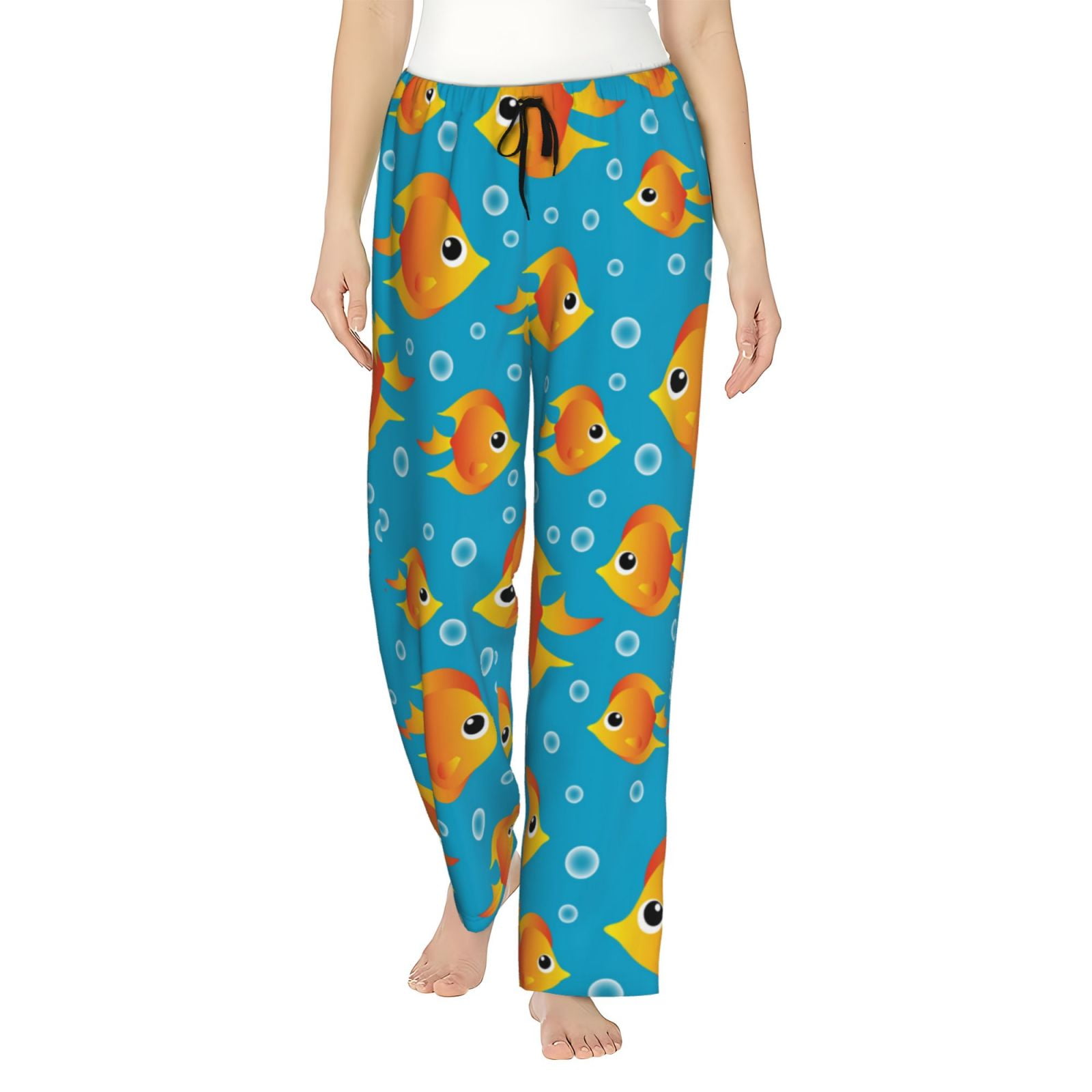 Pajama Pants Women, Bright golden cartoon fish Lounge PJ Yoga Pants ...