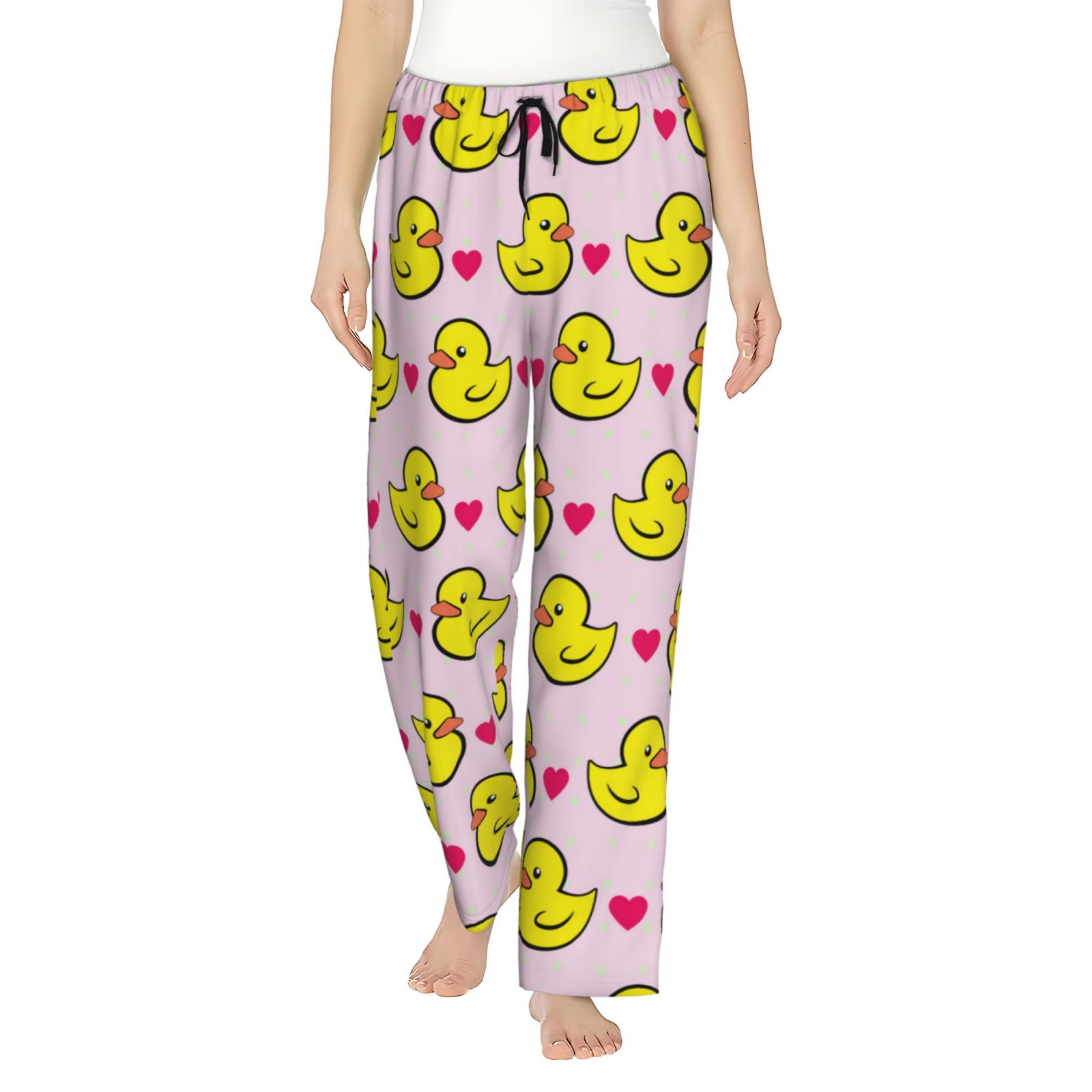 Pajama Pants Women, Cartoon Cute Duck Love Pink Sweatpants Soft Sleep ...