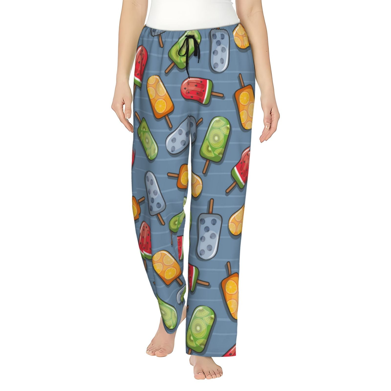 Pajama Pants Women, Cartoon Fruit Popsicle Print Lounge PJ Yoga Pants ...