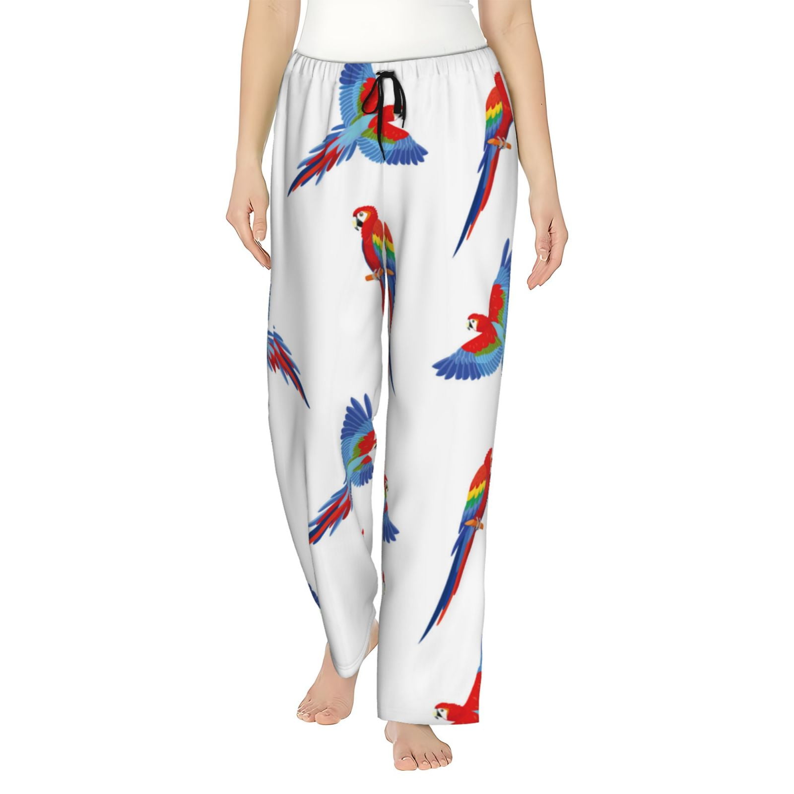 Pajama Pants Women, Colorful Cute Macaw Parrot Womens Drawstring Pajama ...