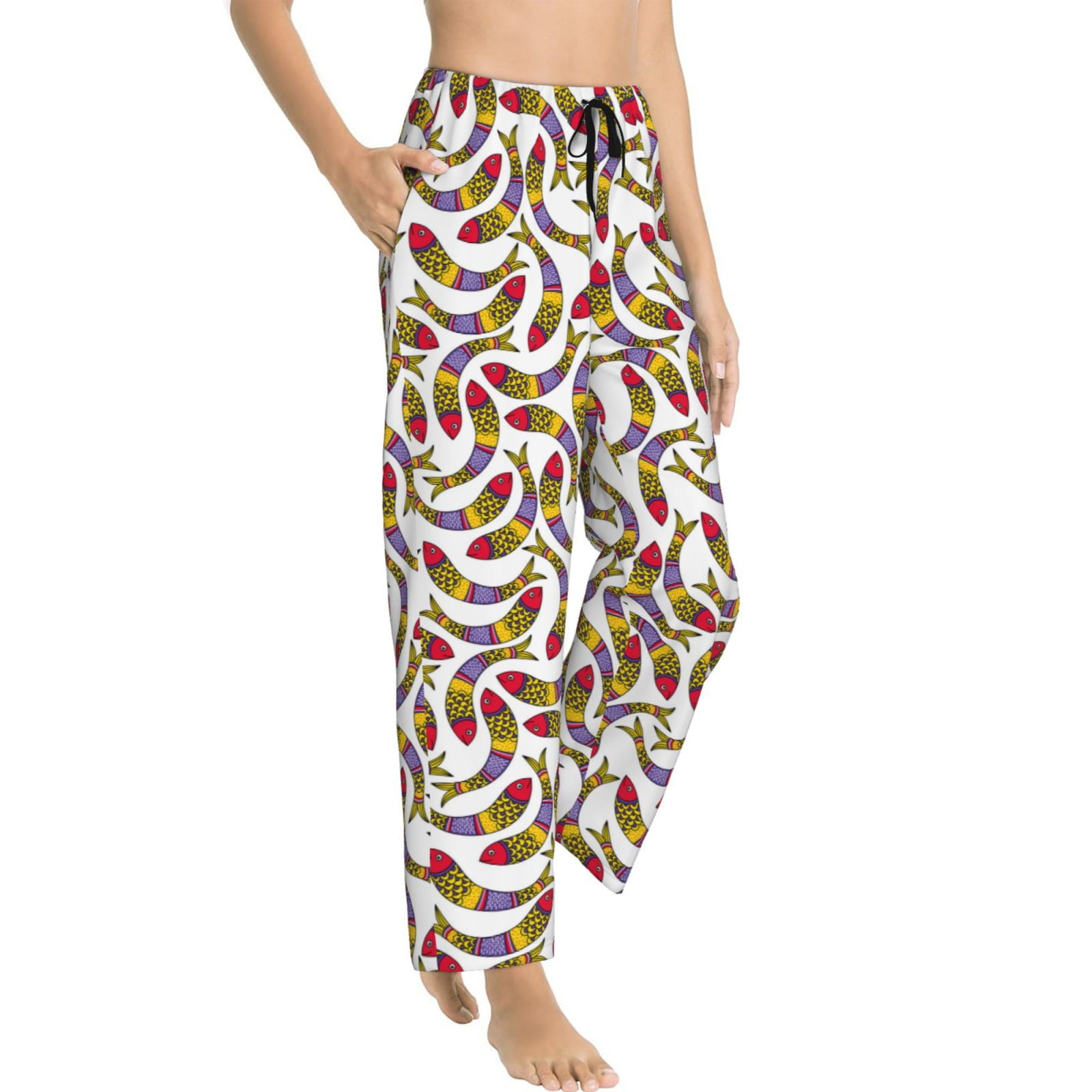 Pajama Pants Women, Colorful Fishes Lounge PJ Yoga Pants With ...