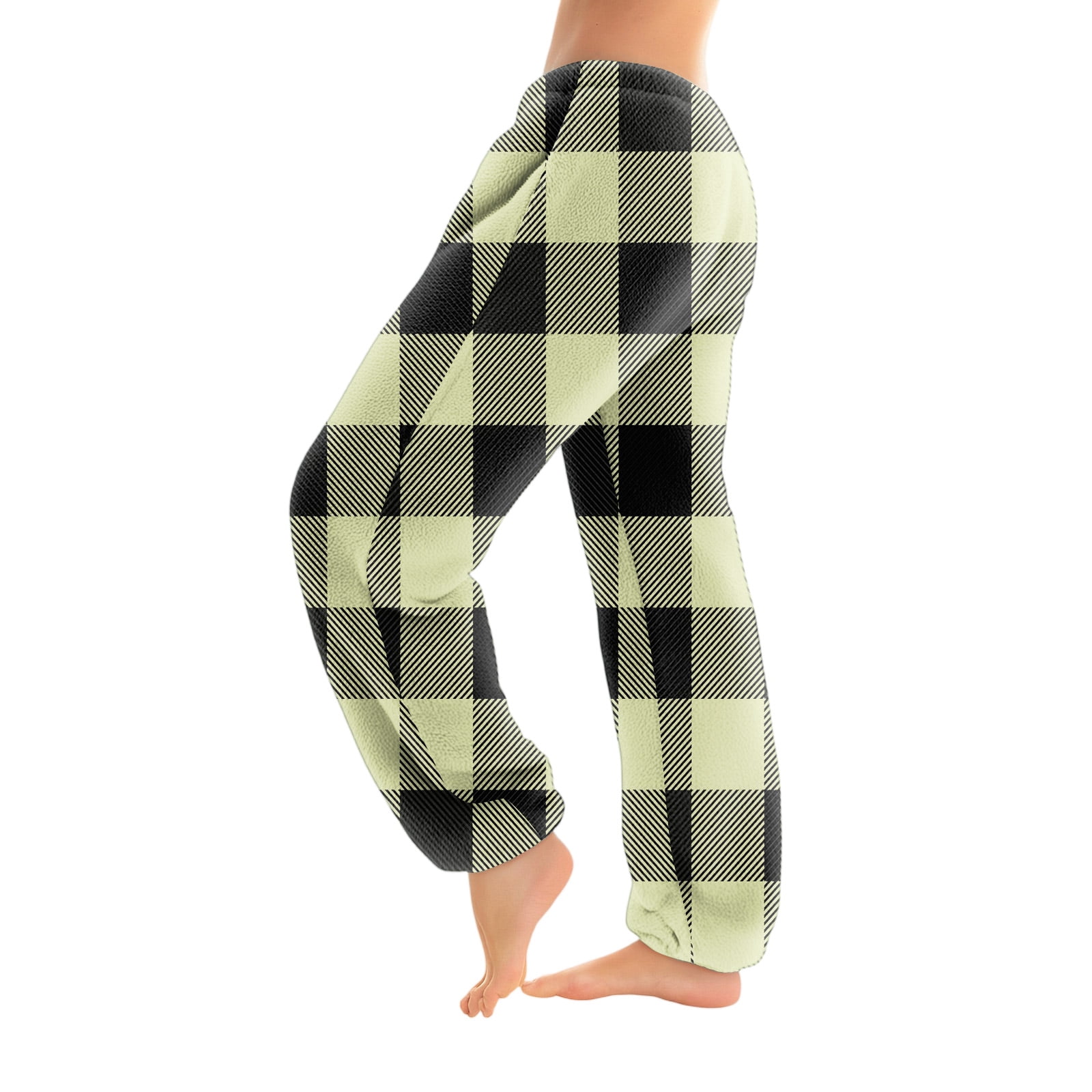 Pajama Pants Women Comfy Fuzzy Plaid Flannel Pajamas Wide Leg Pj Pants ...