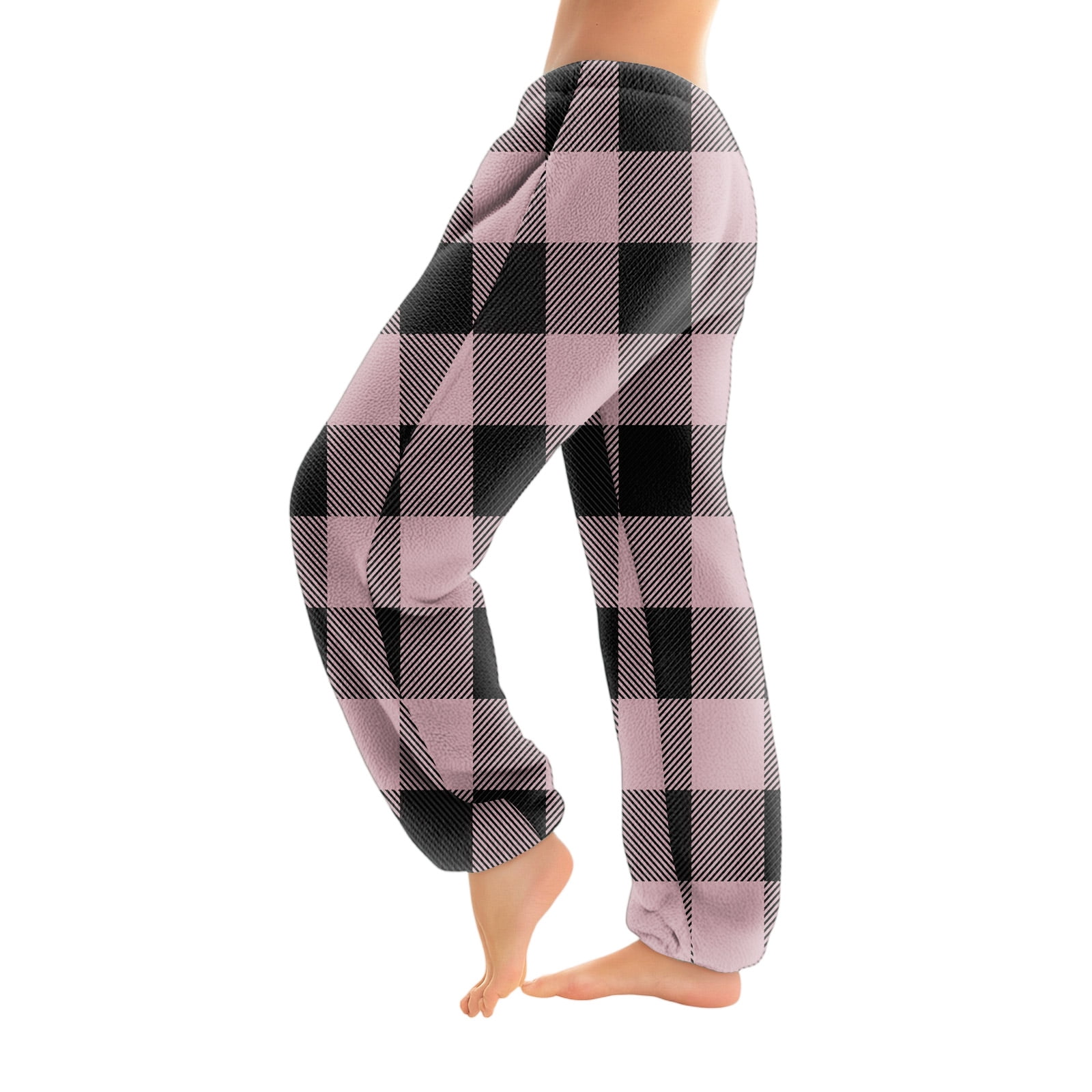 Pajama Pants Women Comfy Fuzzy Plaid Flannel Pajamas Wide Leg Pj Pants ...
