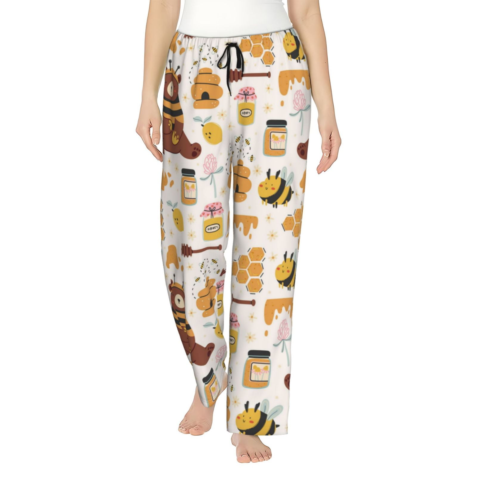 Pajama Pants Women, Cute Bee Honey Jar Hive Bear Lounge PJ Yoga Pants ...