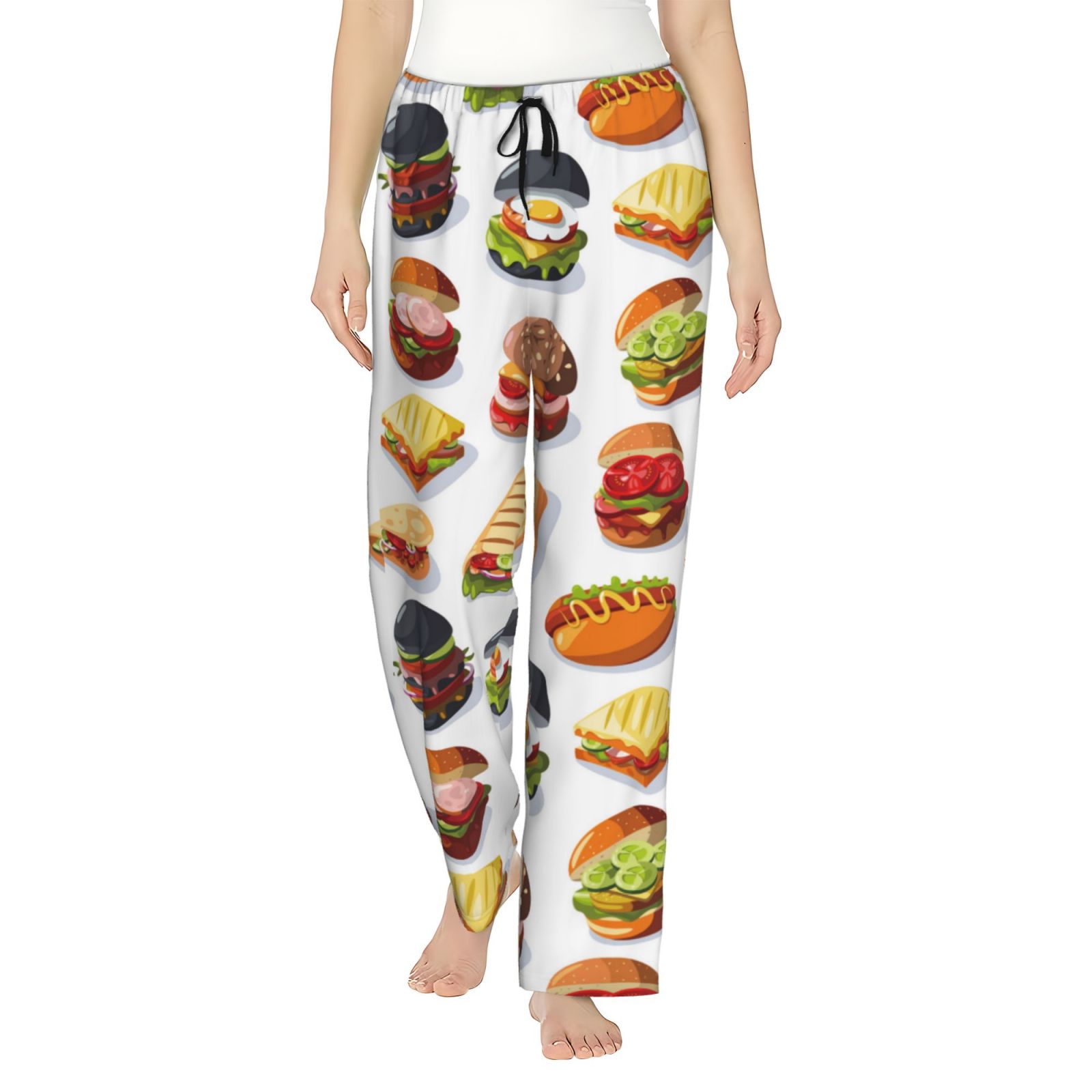 Pajama Pants Women, Cute Cheese Hamburger Chicken roll Lounge PJ Yoga ...