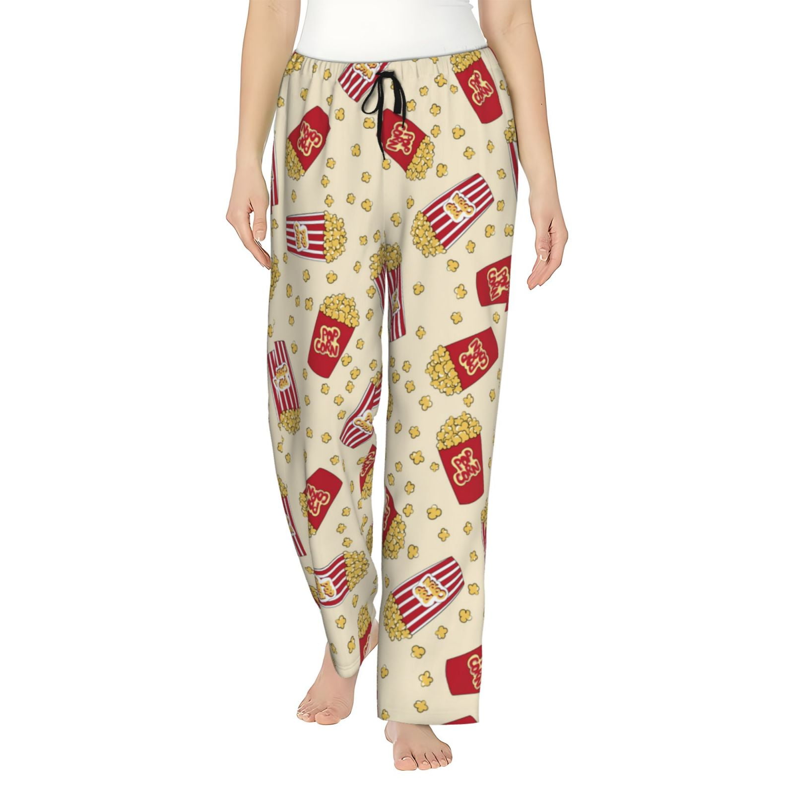 Pajama Pants Women, Cute Popcorn Red Sweatpants Soft Sleep Lounge Pants ...