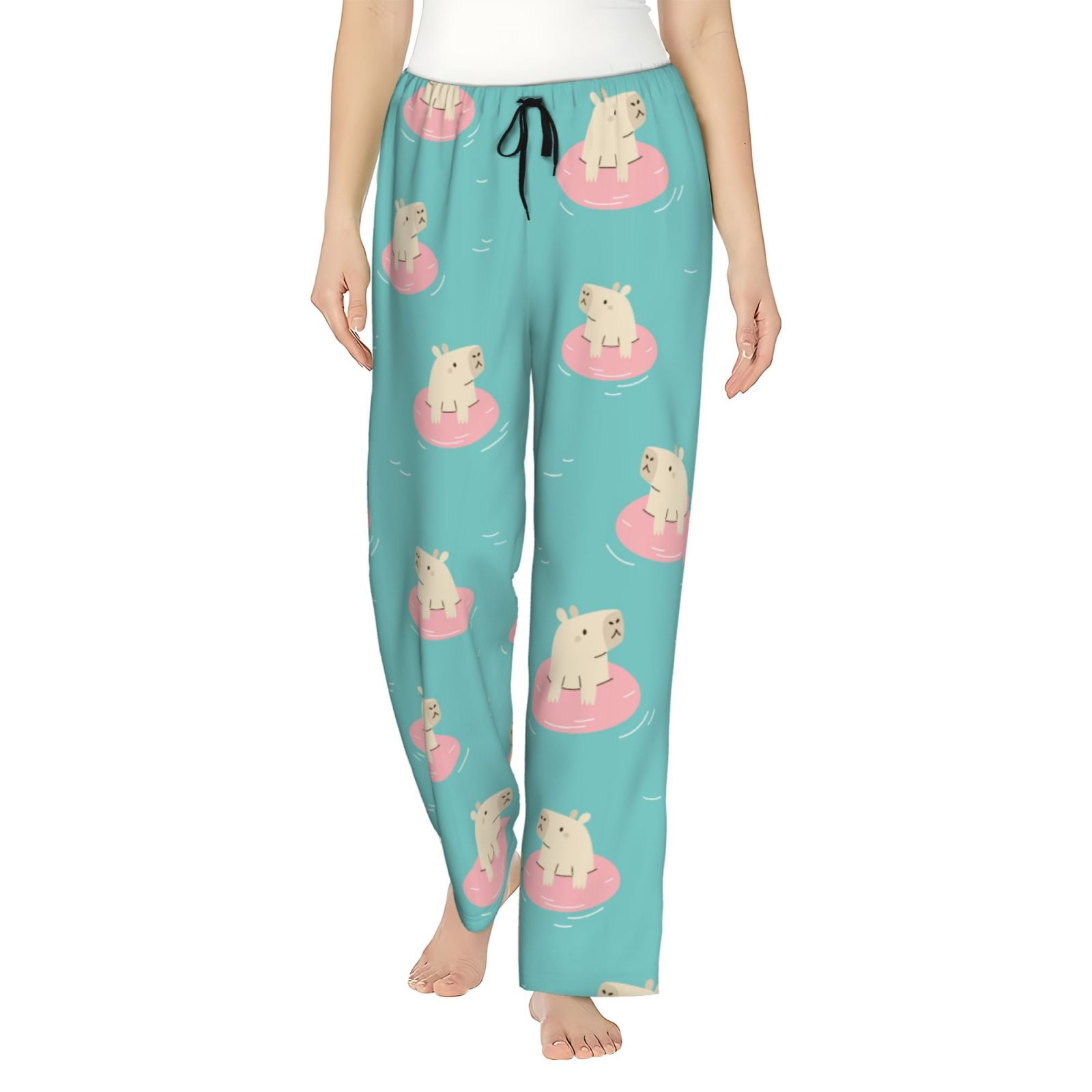 Pajama Pants Women, Cute Swim Capybaras Lounge PJ Yoga Pants With ...