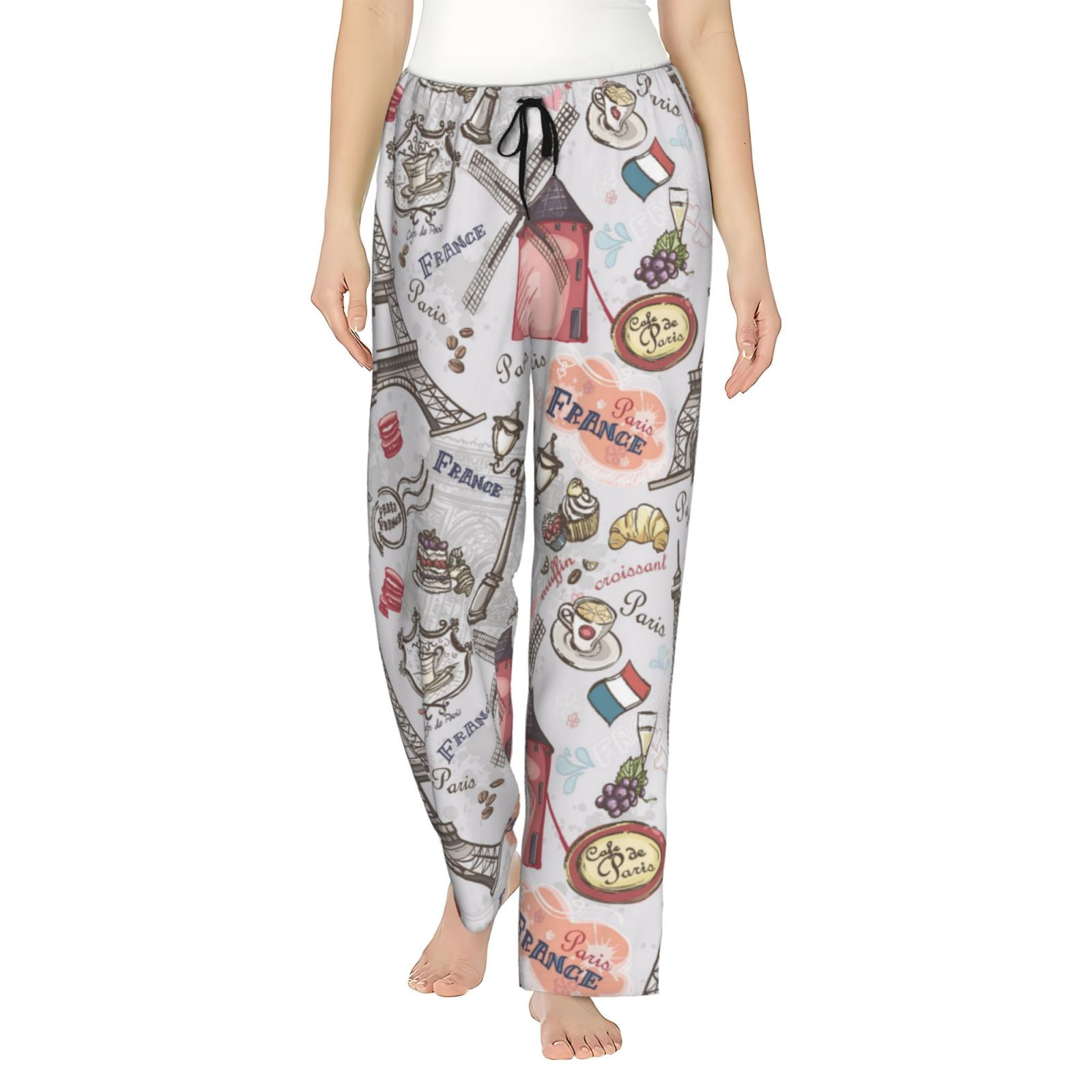 Pajama Pants Women - Eiffel Tower food Soft Comfy Sleep & Lounge Pants ...