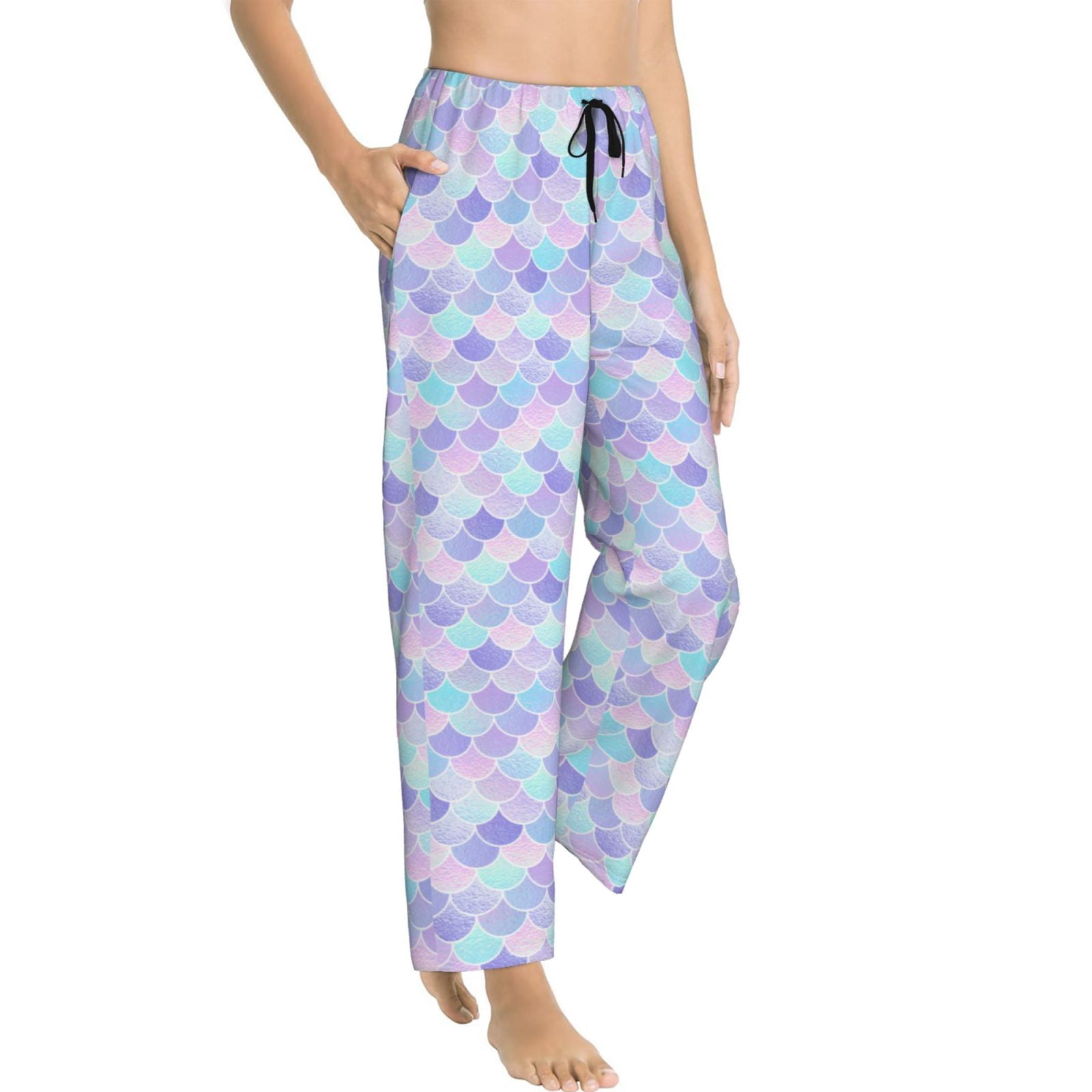 Pajama Pants Women - Fish scales watercolor texture Wide Leg Lounge ...