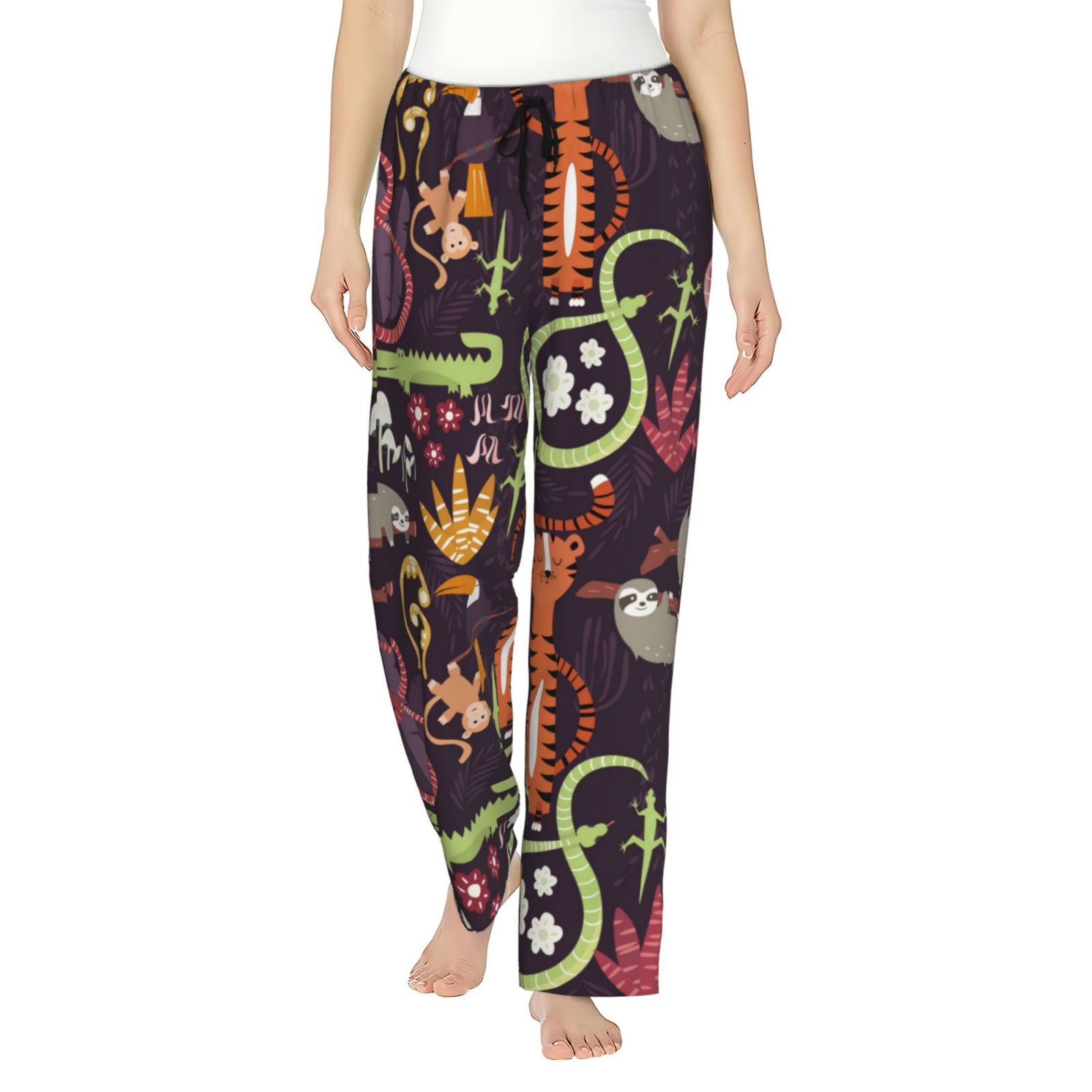 Pajama Pants Women - Funny tiger sloth Wide Leg Lounge Pants Women PJ ...